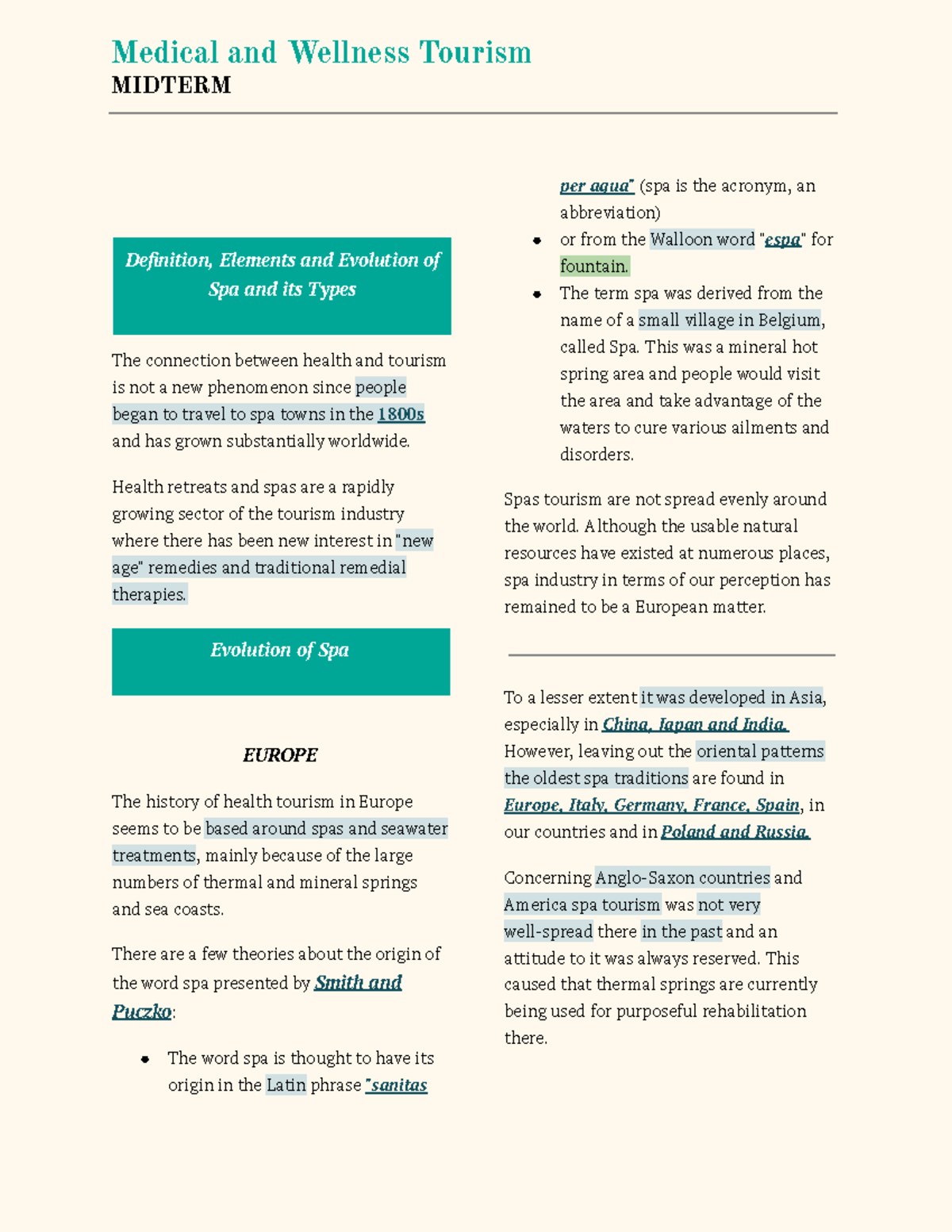 Medical Tourism - Medical and Wellness Tourism MIDTERM The connection ...