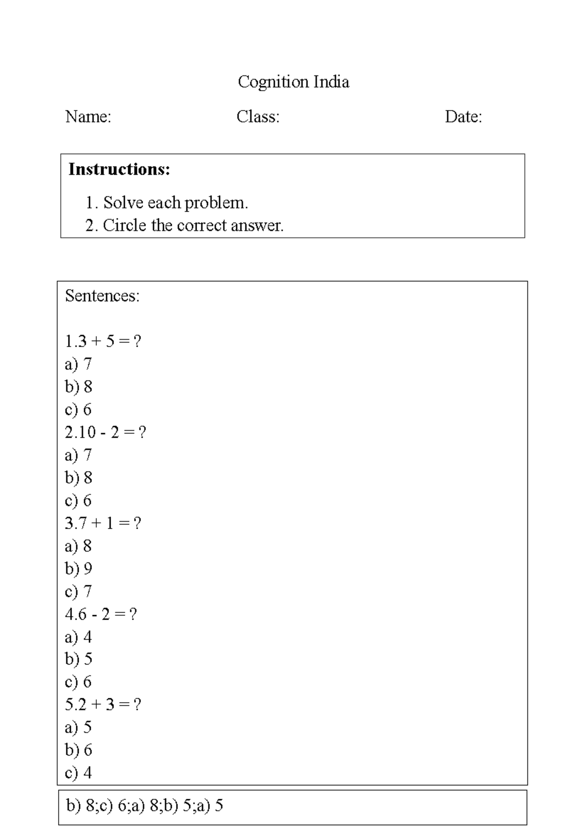 14 - werwe - Aicte activity - Cognition India Name: Class: Date ...