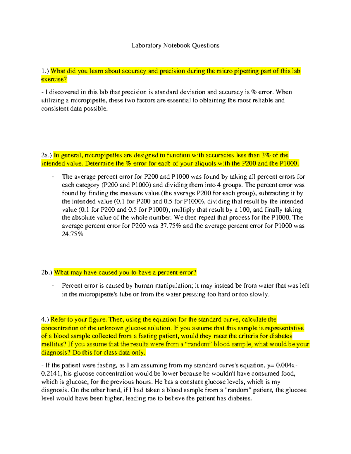 Laboratory Notebook Questions analytical techniques - Laboratory ...