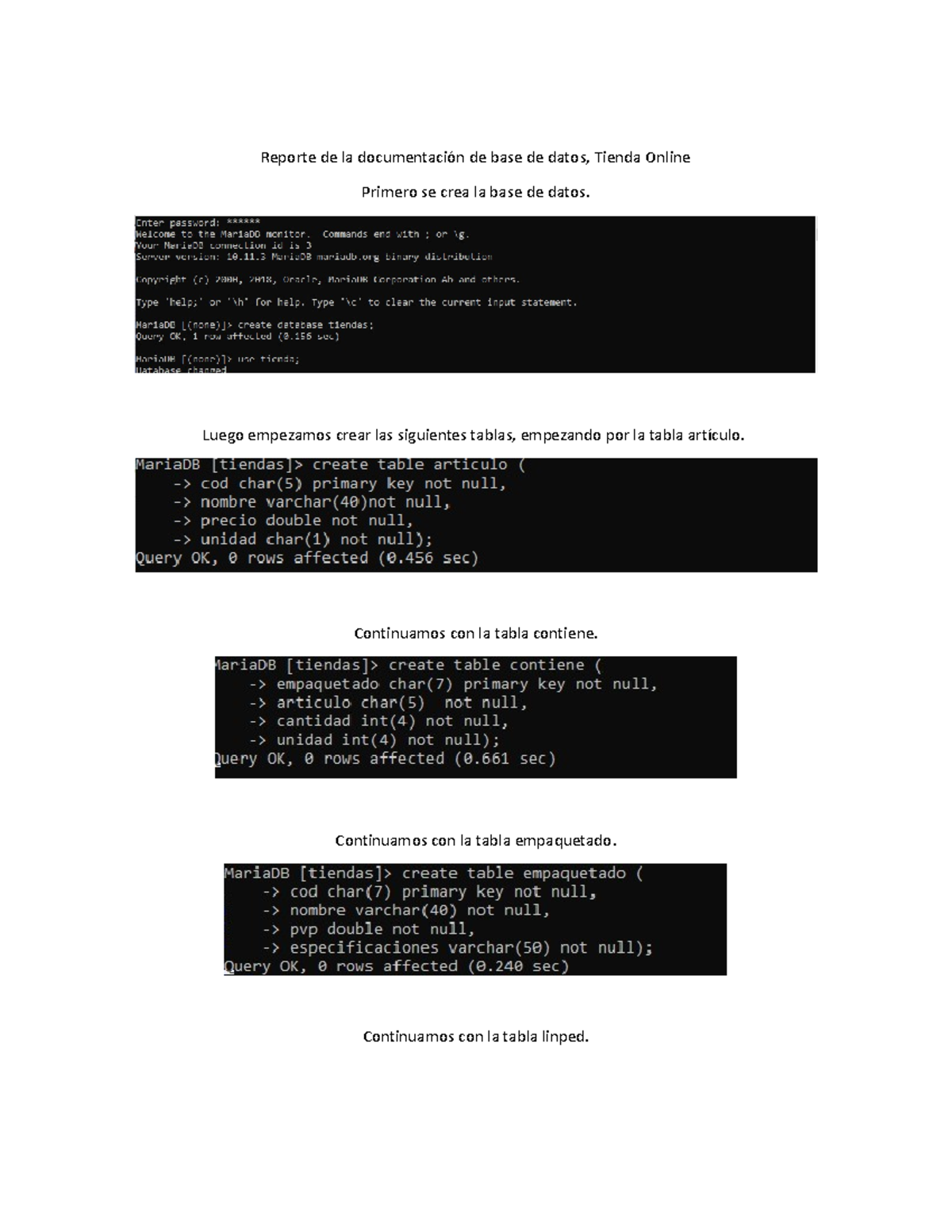 Reporte codigos en mysql - Reporte de la documentación de base de datos ...