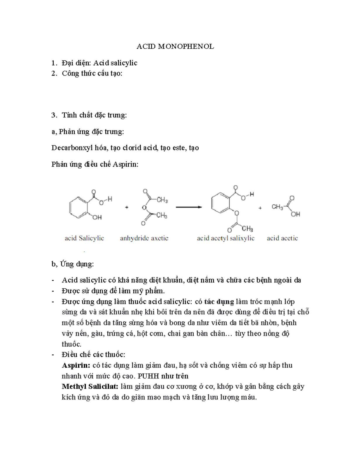 ACID Monophenol - rsrdsdxgt - ACID MONOPHENOL Đại diện: Acid salicylic ...