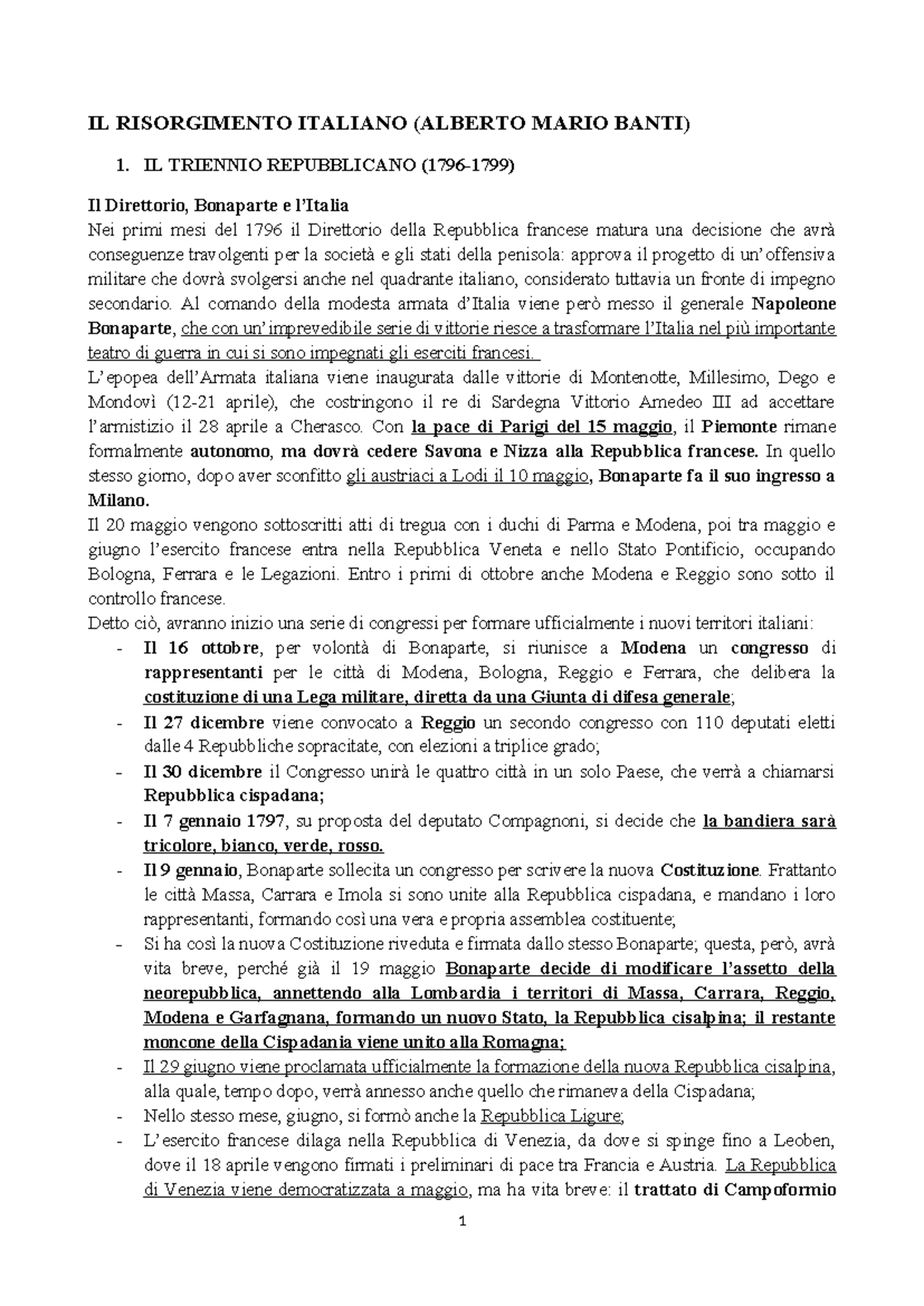 IL Risorgimento Italiano - IL RISORGIMENTO ITALIANO (ALBERTO MARIO BANTI) 1. IL TRIENNIO - Studocu