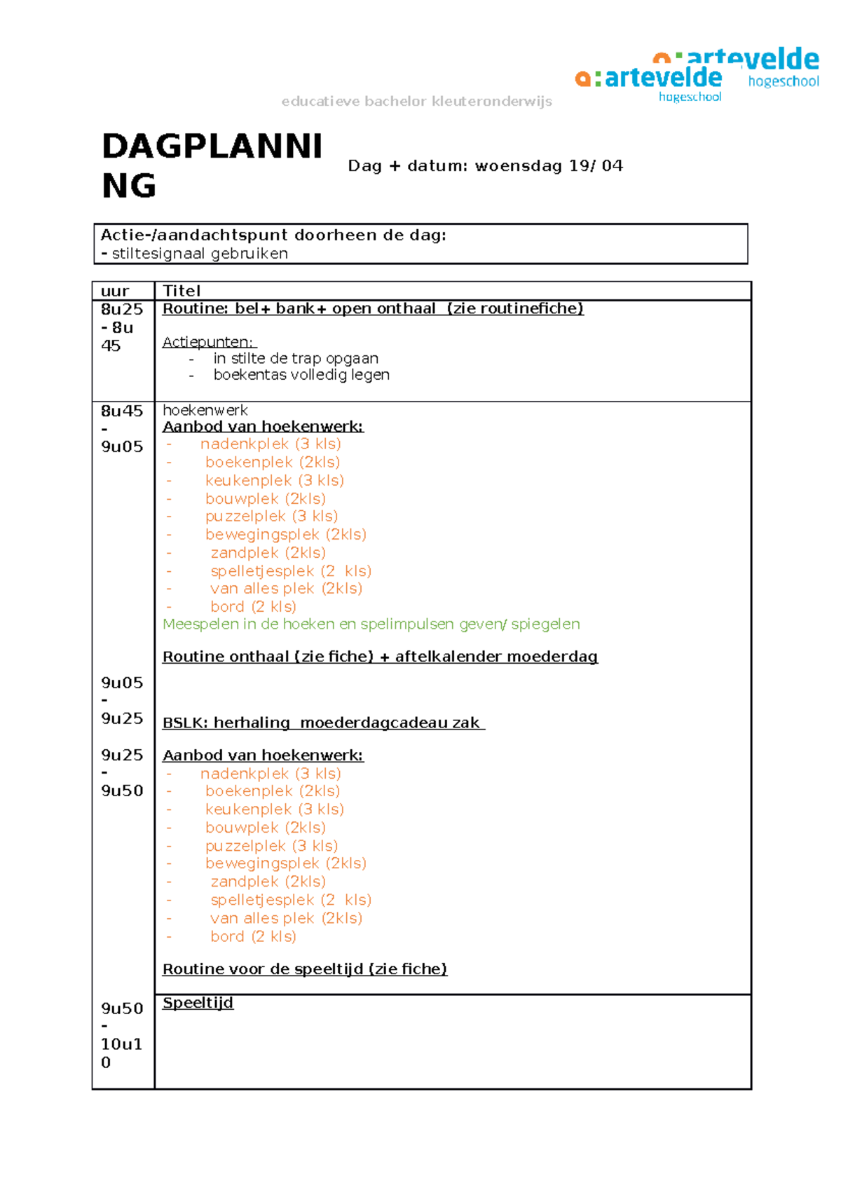Dagplanning dag 3 - lente + speelleerkansen uitgeschreven - educatieve ...