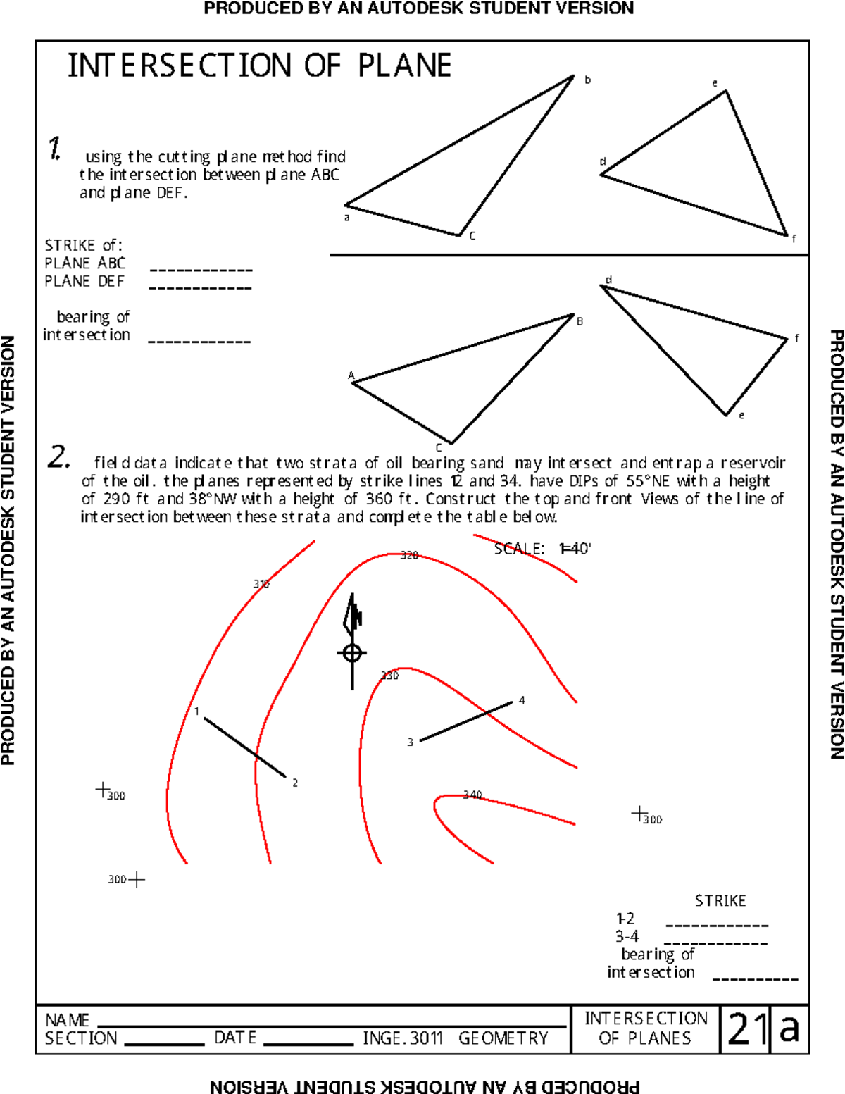 21 intersection of planes - INGE. NAME SECTION DATE GEOMETRY 21 d d f f ...