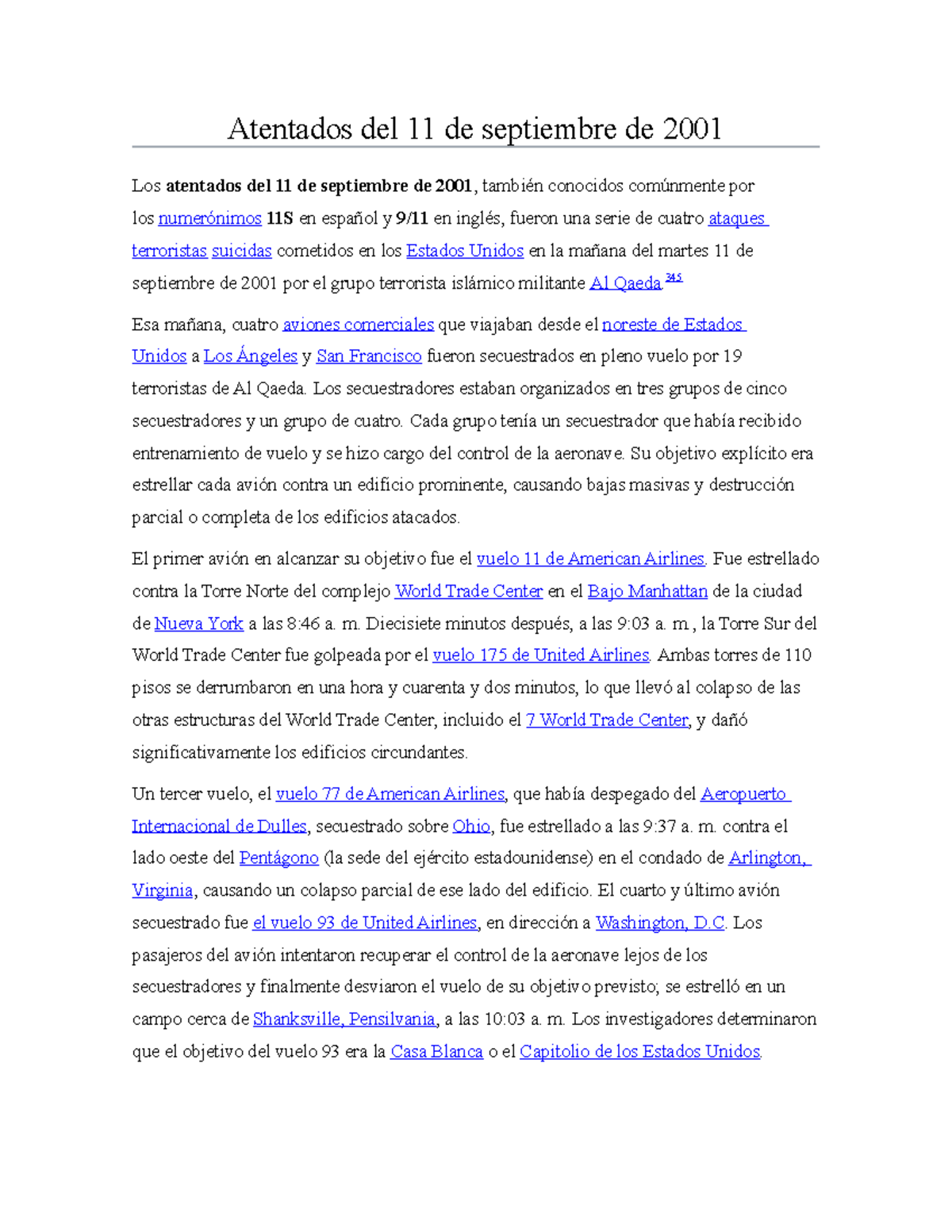 Atentados del 11 de septiembre de 2001 - Atentados del 11 de septiembre ...