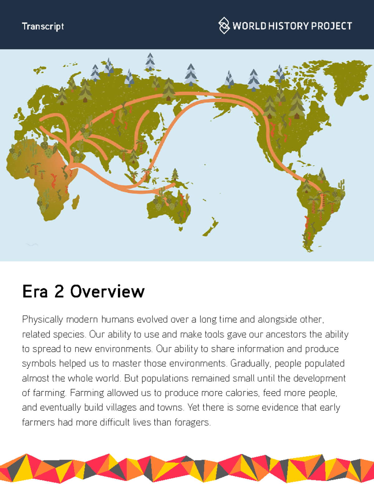 WHP 201 Watch Era 2 Overview Video - Era 2 Overview Physically modern humans evolved over a long ...