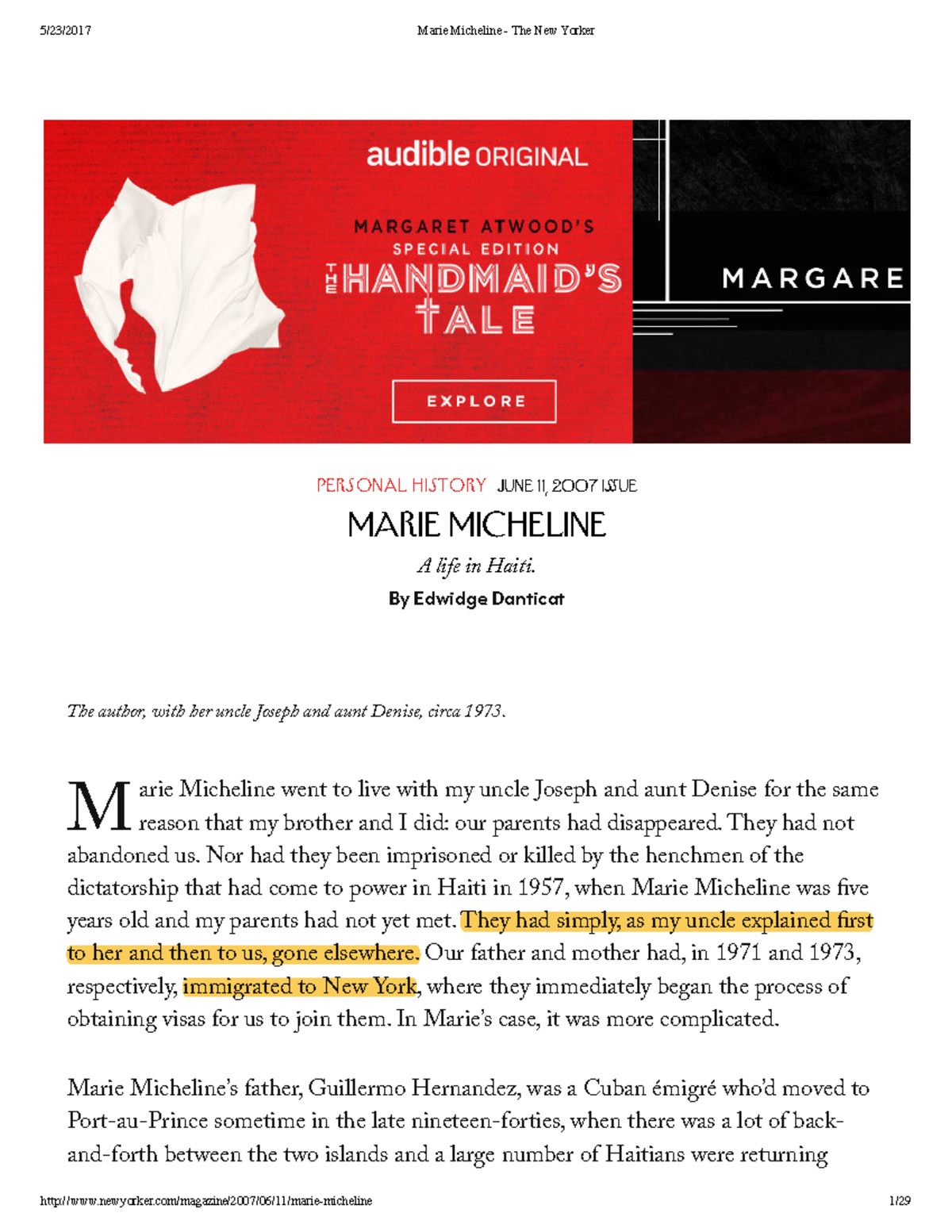 Edwidge Danticat - Marie Micheline - The New Yorker copy - M arie ...