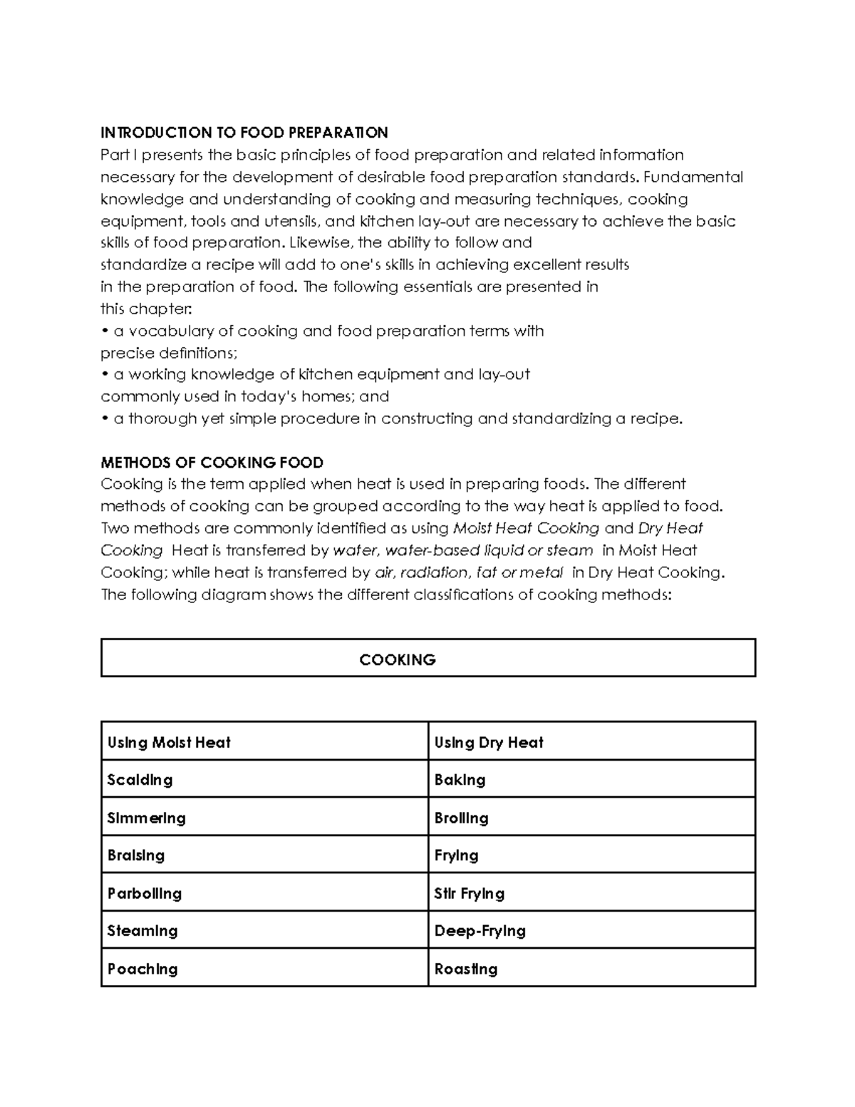 FOOD Selection AND Preparation - Part1 - INTRODUCTION TO FOOD ...