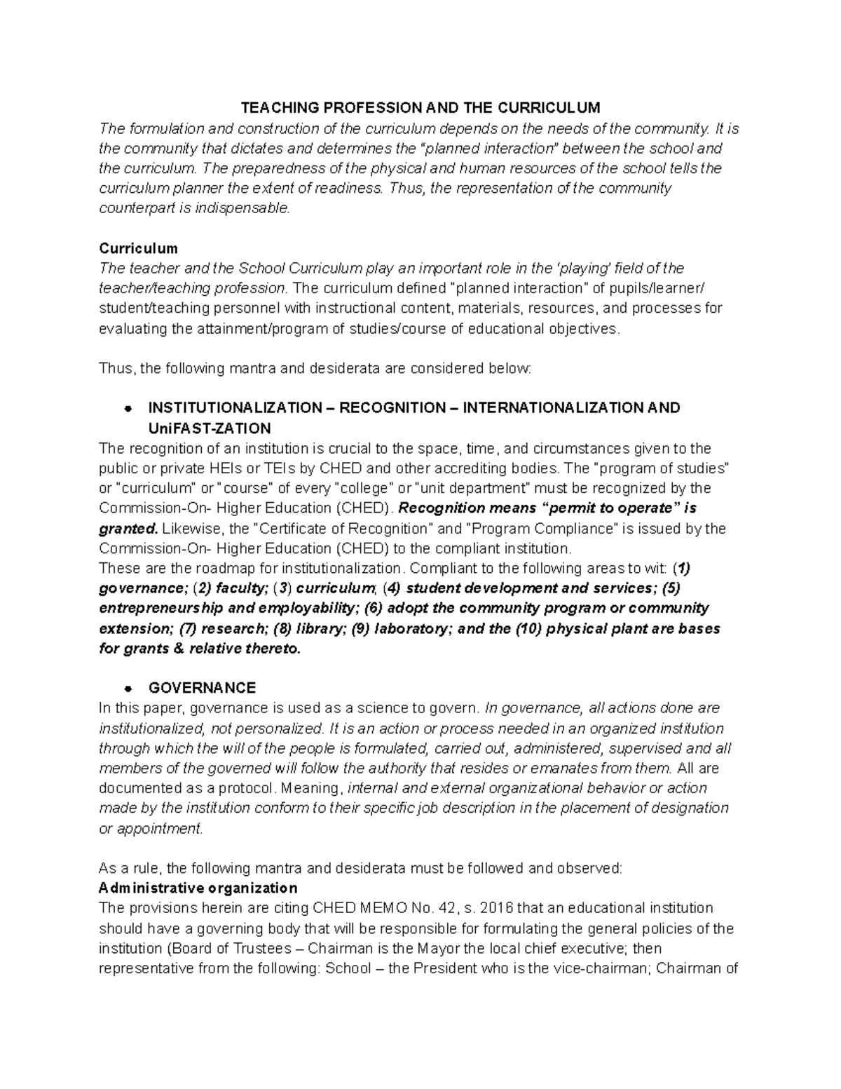 Profed 1 7 - Professional education 1: Teaching profession and the ...