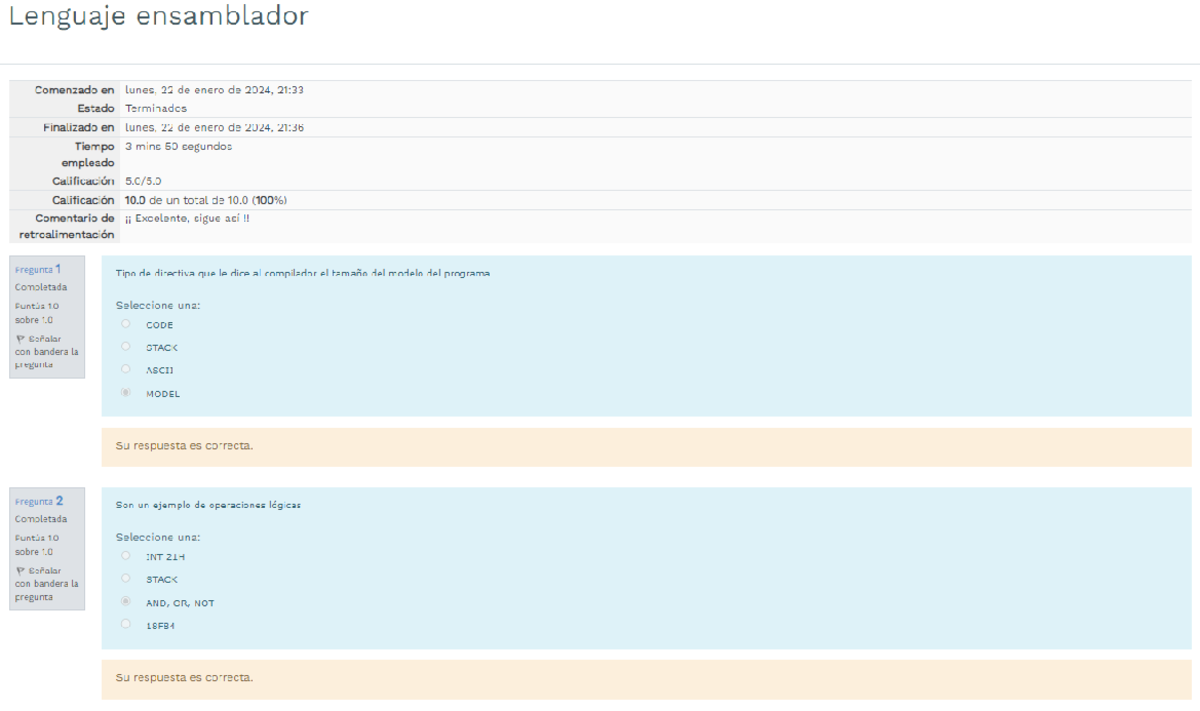 Lenguaje ensamblador examen 3 - Studocu