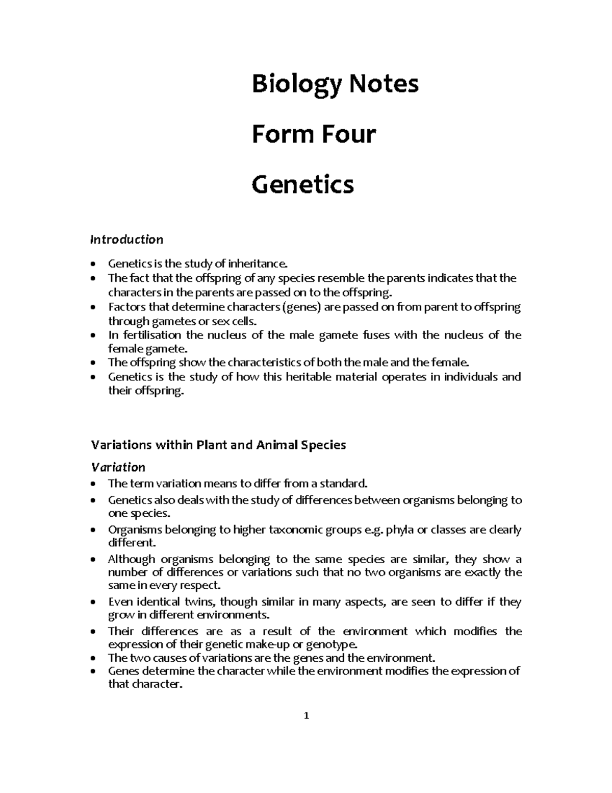 Biology Notes FORM 4 - afdaf - Biology Notes Form Four Genetics ...