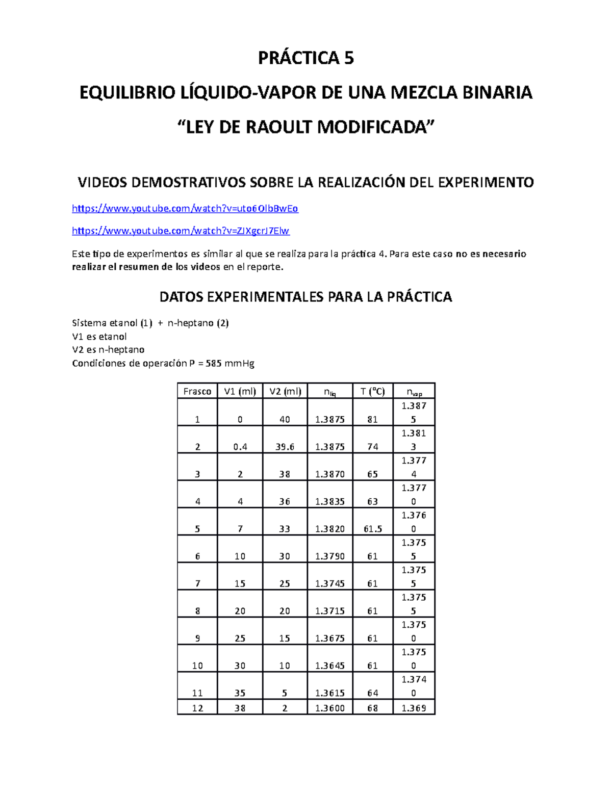 Practica 5 tutorial - PRÁCTICA 5 EQUILIBRIO LÍQUIDO-VAPOR DE UNA MEZCLA ...