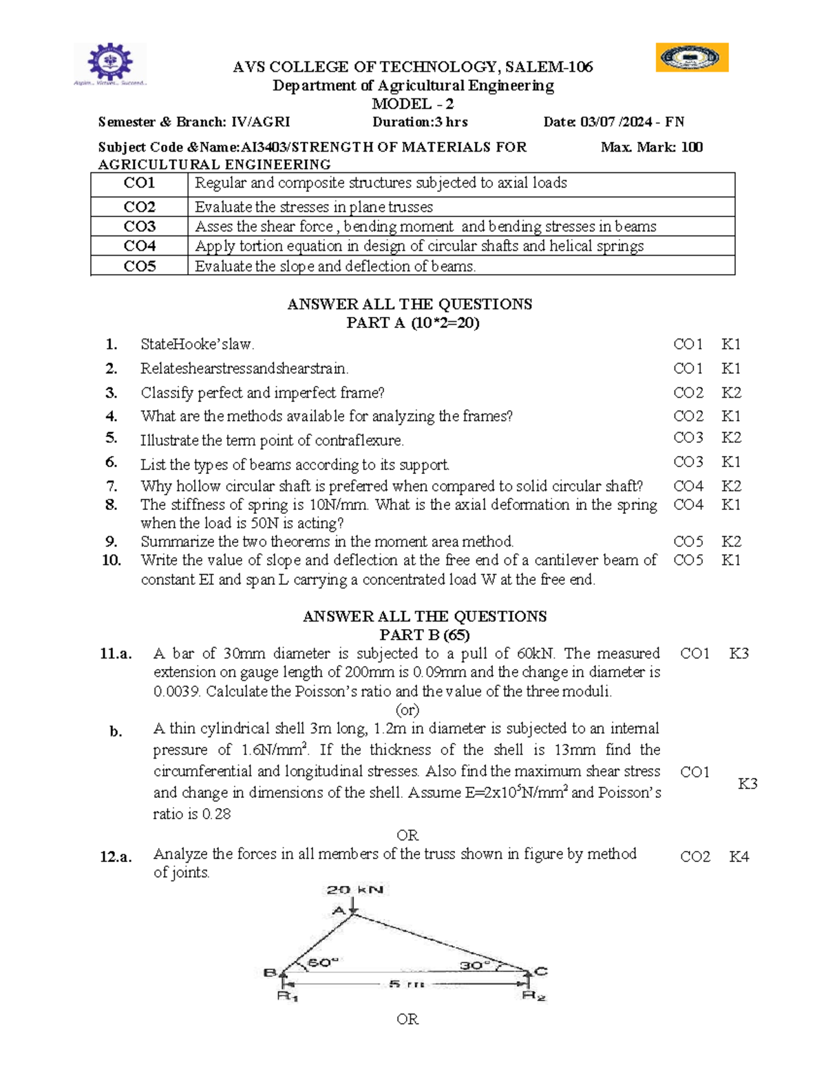 SOM M2 - dgvfdbhgfn - AVS COLLEGE OF TECHNOLOGY, SALEM- Department of ...