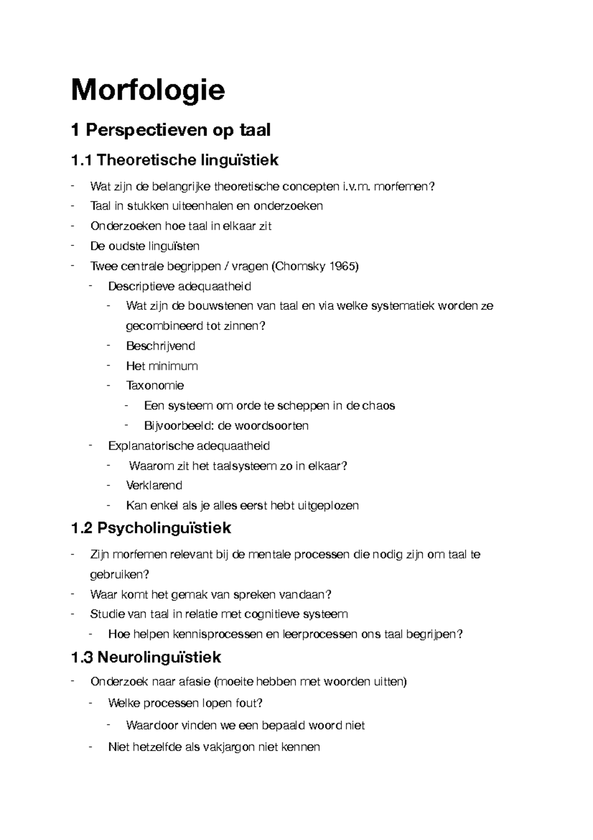 Nederlandse Taalkunde 1 - Descriptieve Morfologie - Warning: TT ...