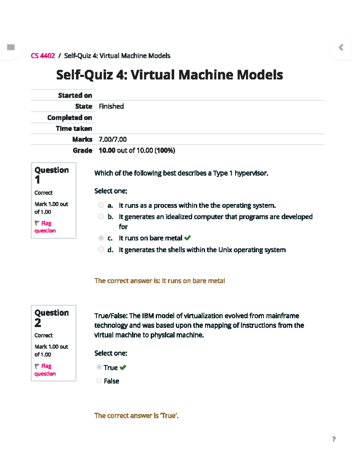 My second unit fourth quiz - CS 4402 - Studocu