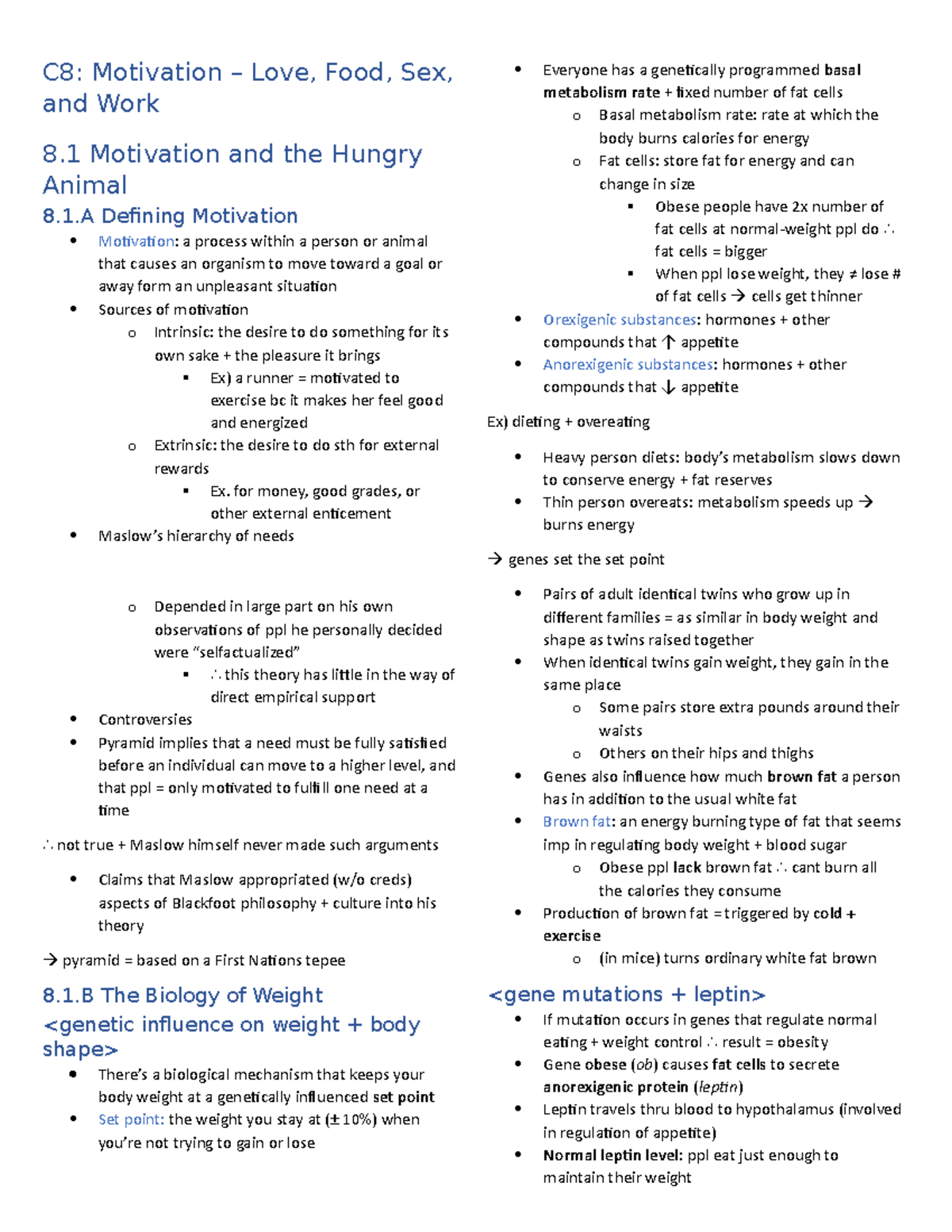 C8 notes motivation - Prof. Lisa Shin and Prof. Sam Sommers - C8 ...