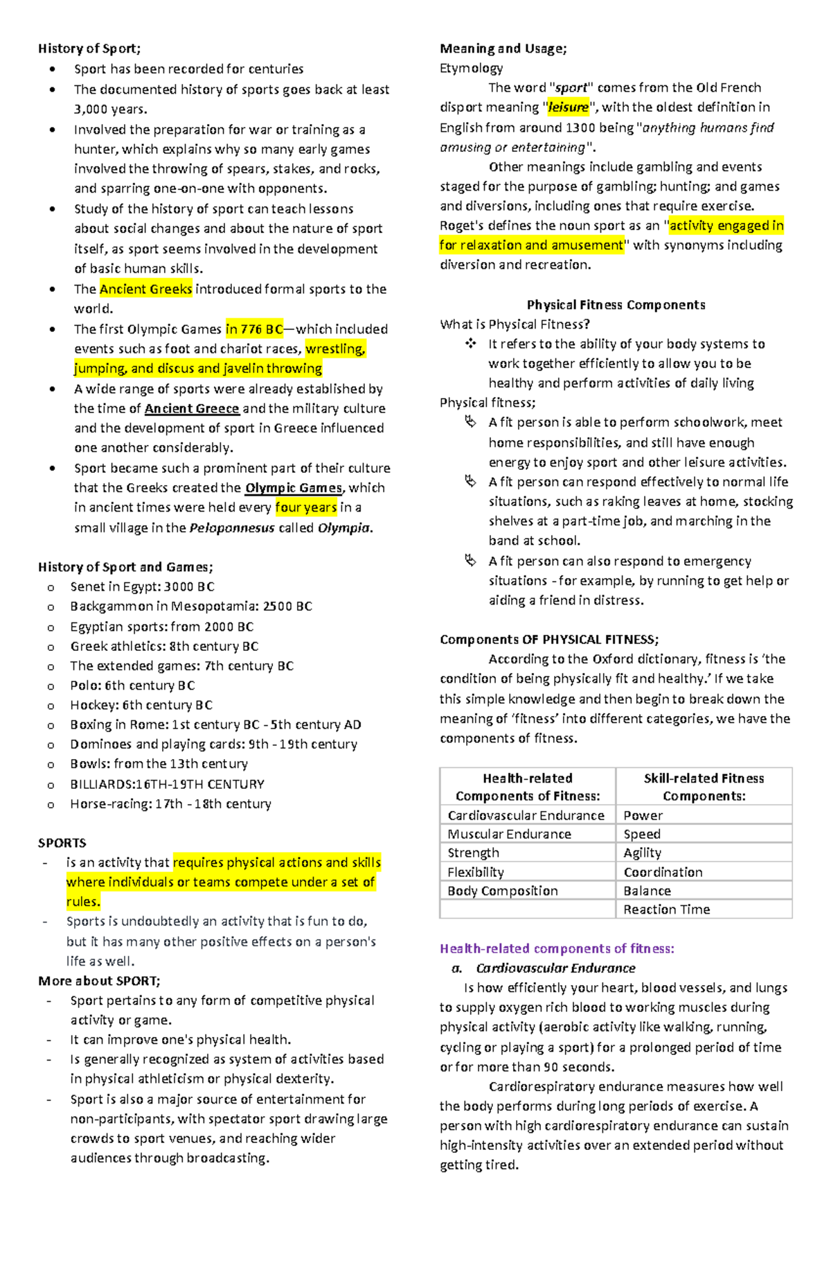 Reviewer Games-AND- Sports - History of Sport; - Sport has been ...