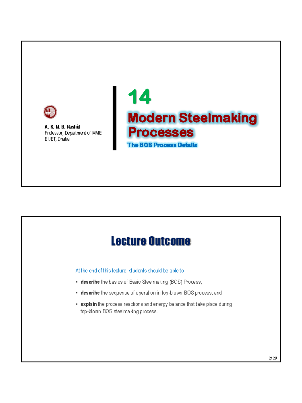 Lec 14 LD process 2 - 14 Modern Steelmaking Processes The BOS Process ...