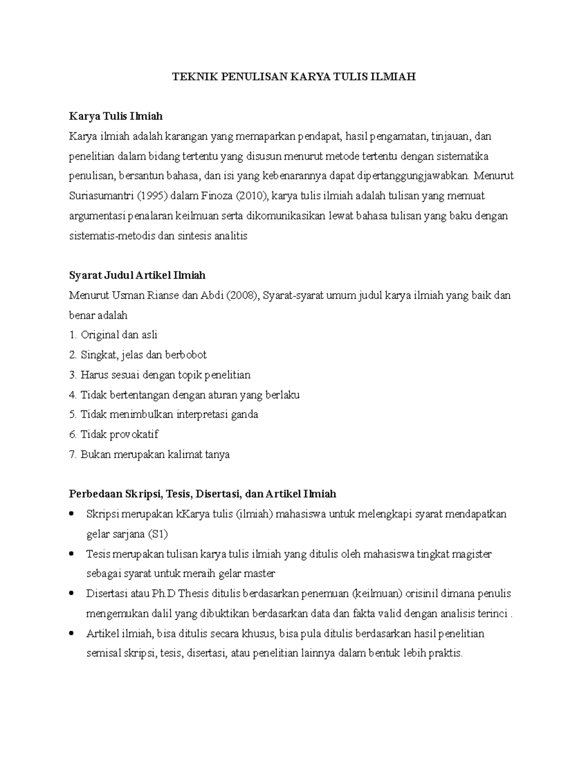 Teknik Penulisan Karya Tulis Ilmiah - TEKNIK PENULISAN KARYA TULIS ...