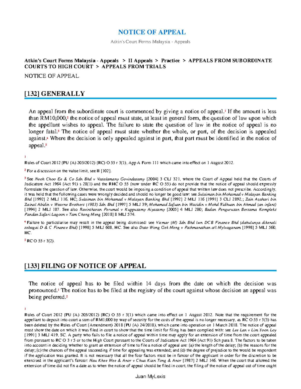 Civil Procedure II - Notice of Appeal - Juan MyLexis NOTICE OF APPEAL ...