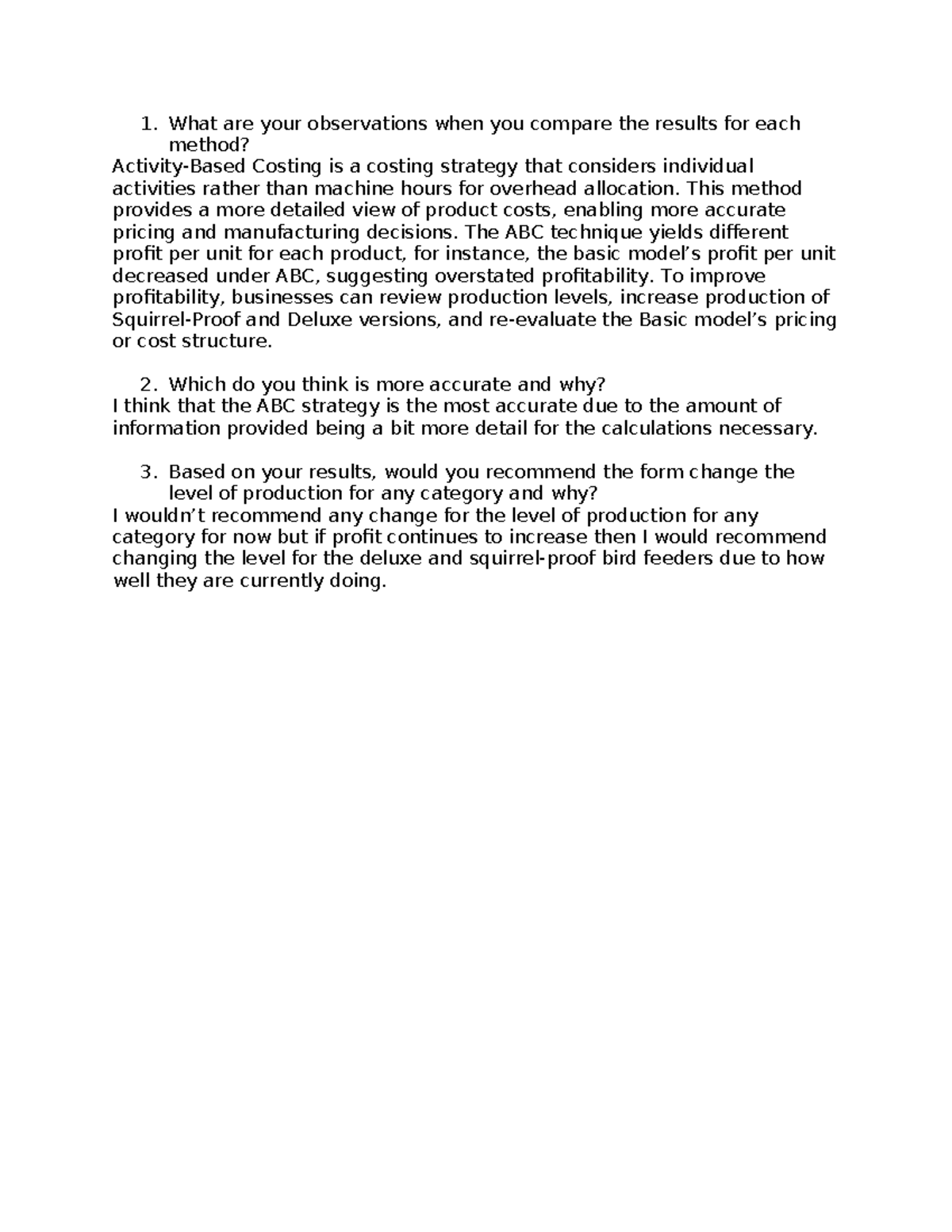 Assignment 2; Cost Solver - Leo Beam - What are your observations when ...