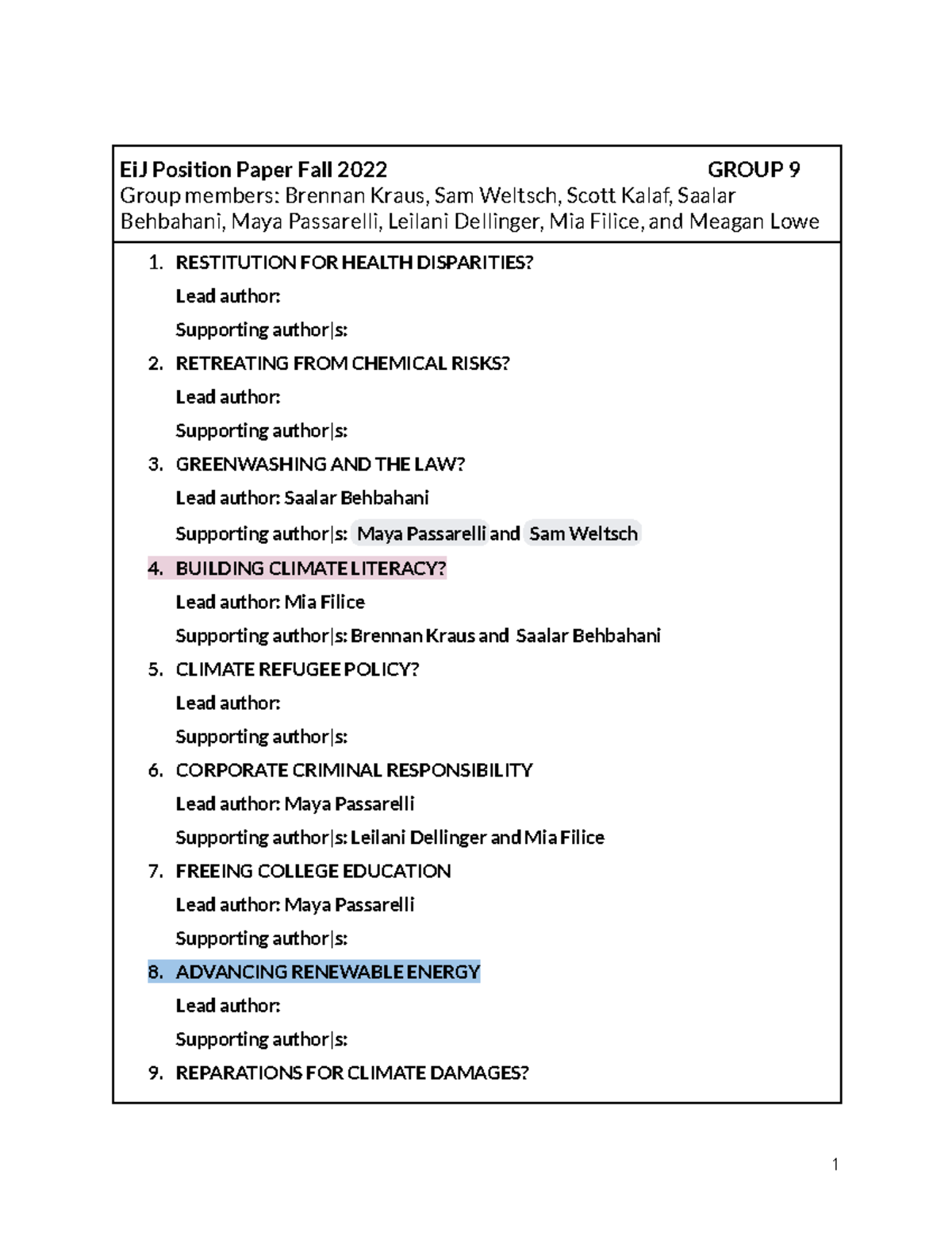 Ei J Group Position Paper Template Fall 2022 - EiJ Position Paper Fall ...