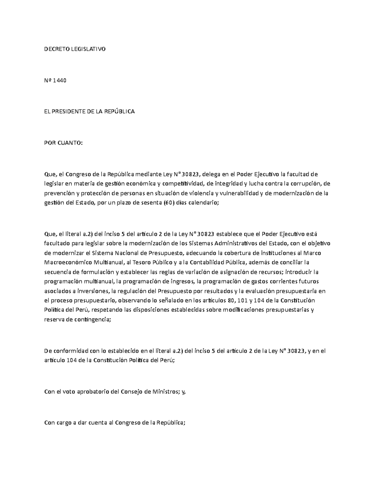 Decreto Legisla-WPS Office - DECRETO LEGISLATIVO Nº 1440 EL PRESIDENTE ...