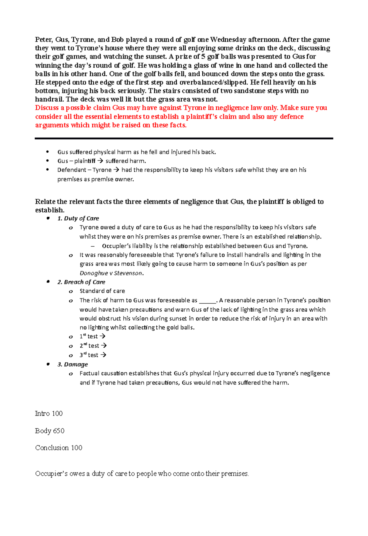 Neg assessment 2 plan - Peter, Gus, Tyrone, and Bob played a round of ...