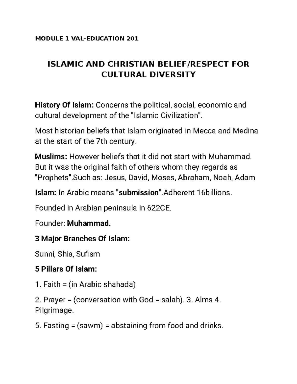 Module 1 VAL ED WPS Office 1 - MODULE 1 VAL-EDUCATION 201 ISLAMIC AND ...