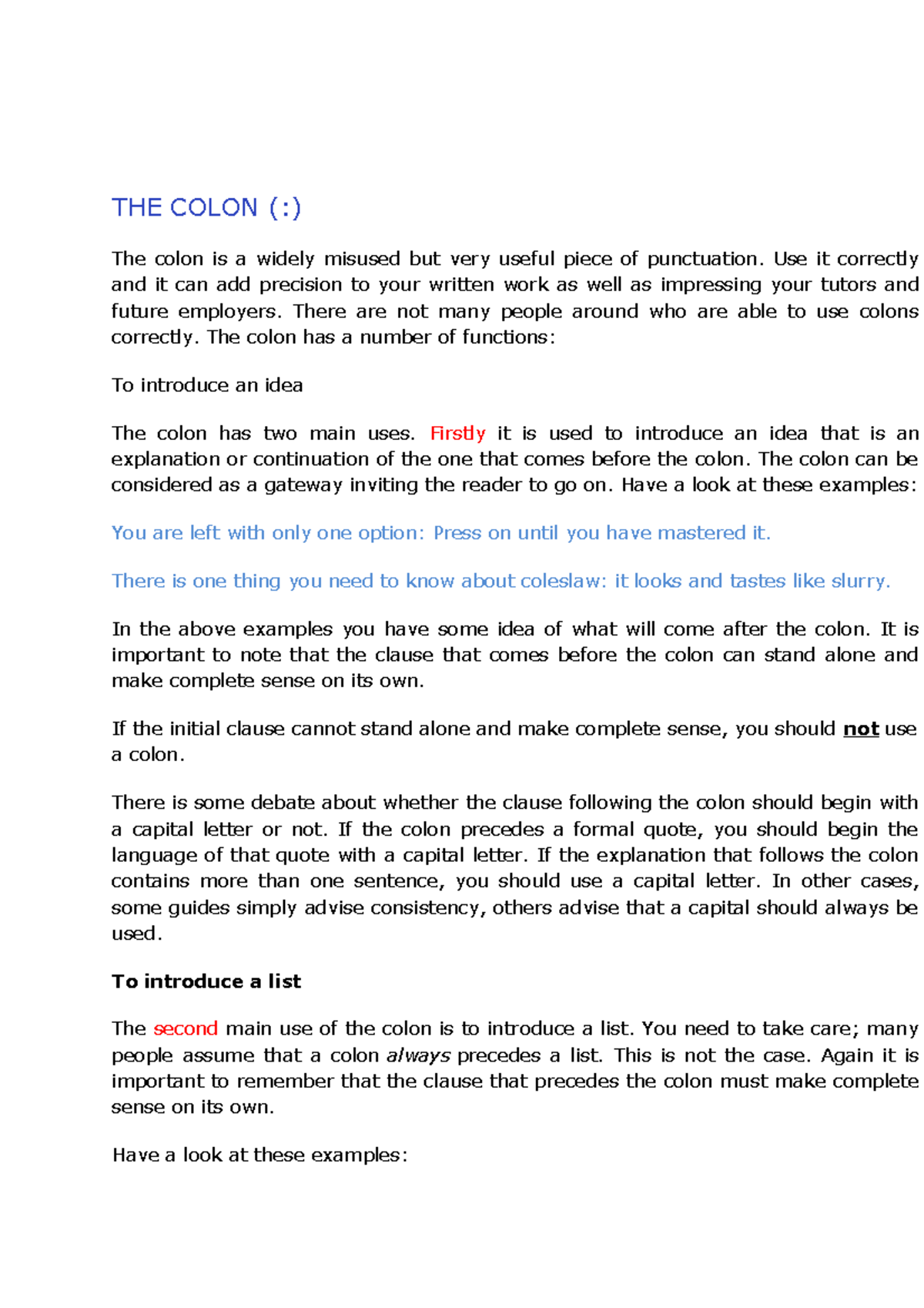 Punctuation Marks - Communication Skills - THE COLON (:) The colon is a ...