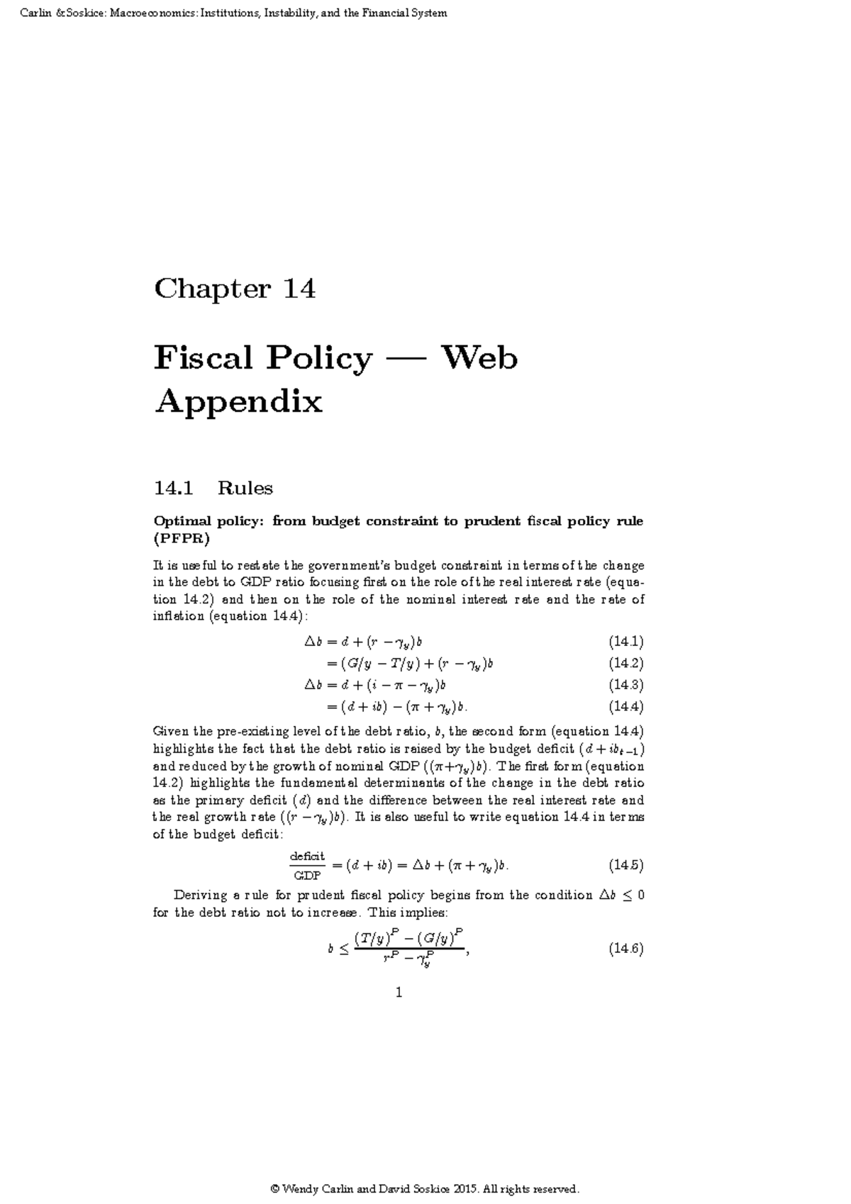 13. Fiscal Policy - Lecture notes 1 - Chapter 14 Fiscal Policy – Web ...