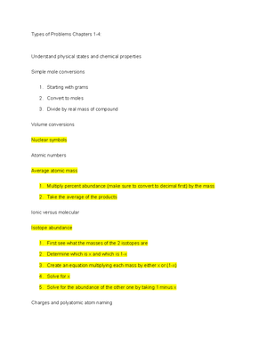 Chem 1 lab exam cheat sheet - Experiment 1 – main goals: observe and ...