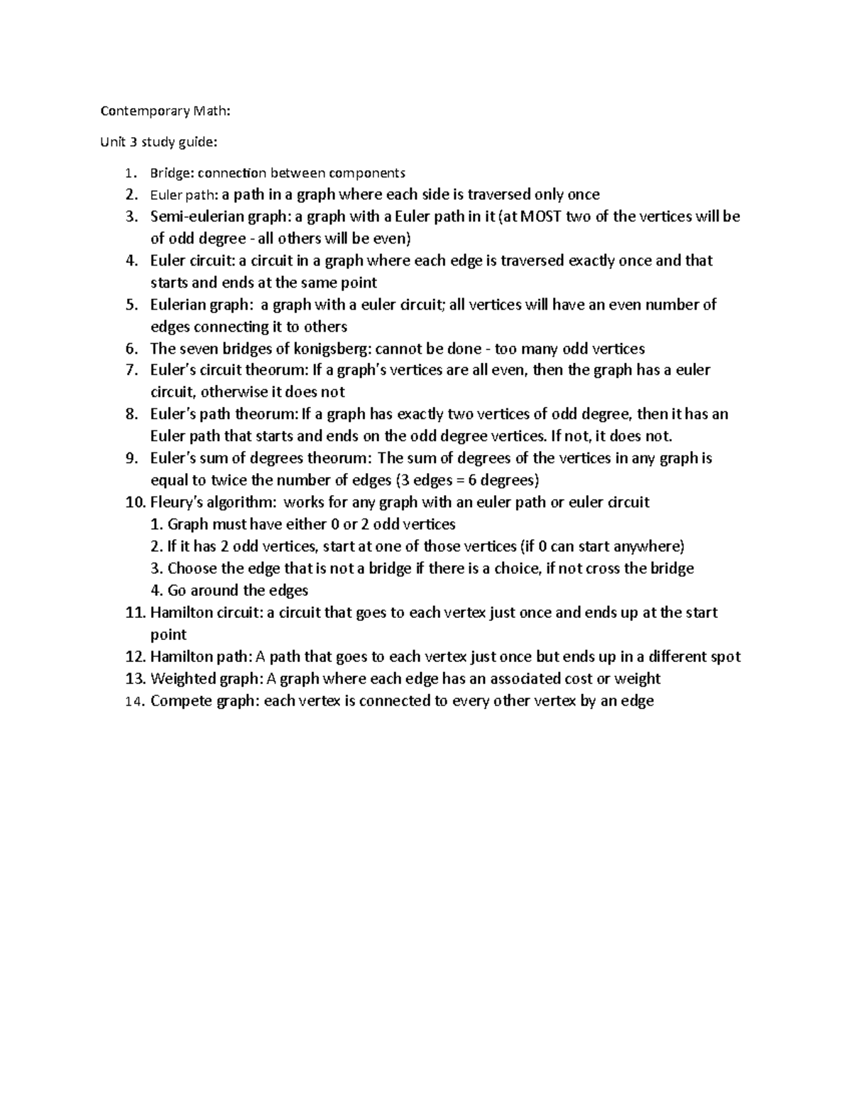 Contemporary math unit 3 study guide - Contemporary Math: Unit 3 study ...