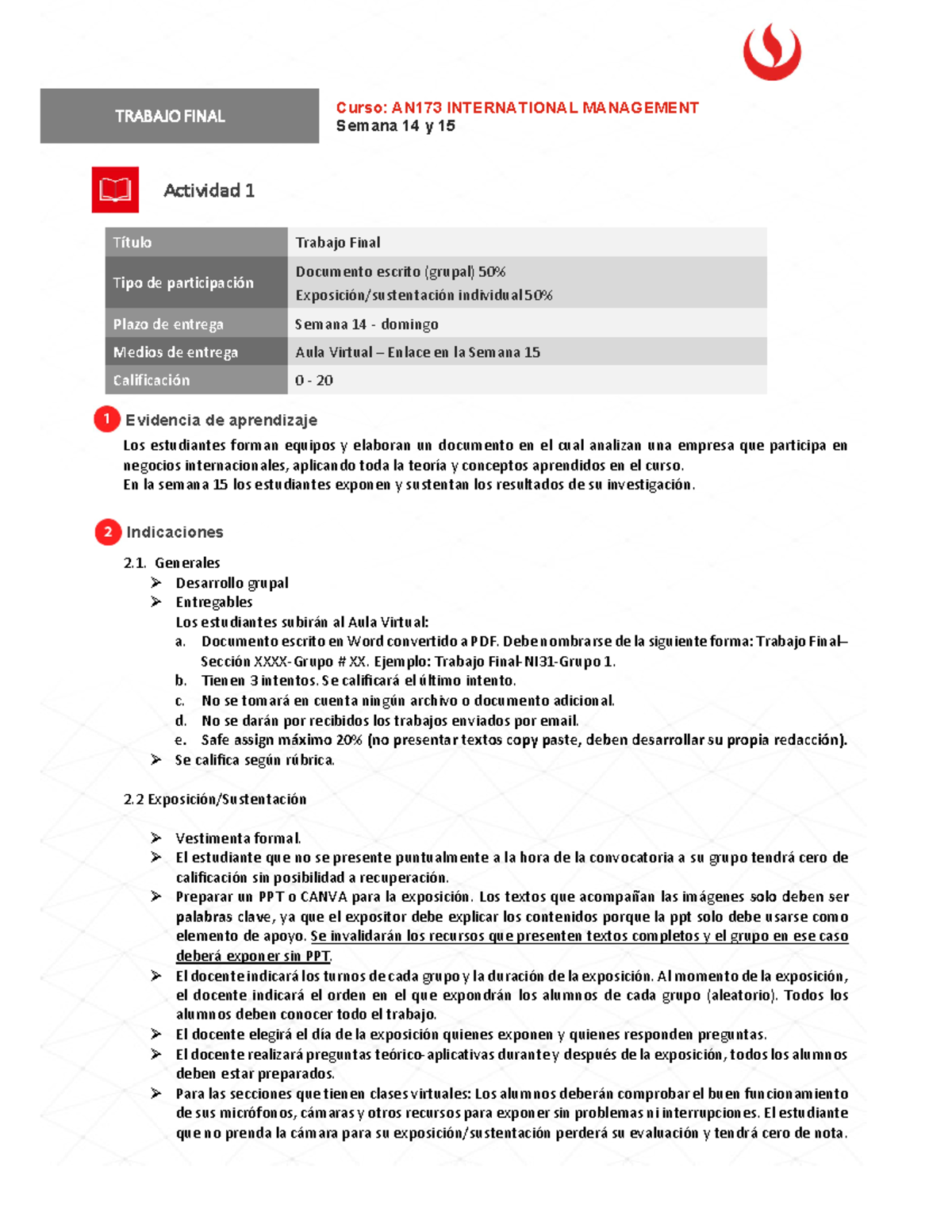 Trabajo Final AN173 International Management 2024 - Los estudiantes ...