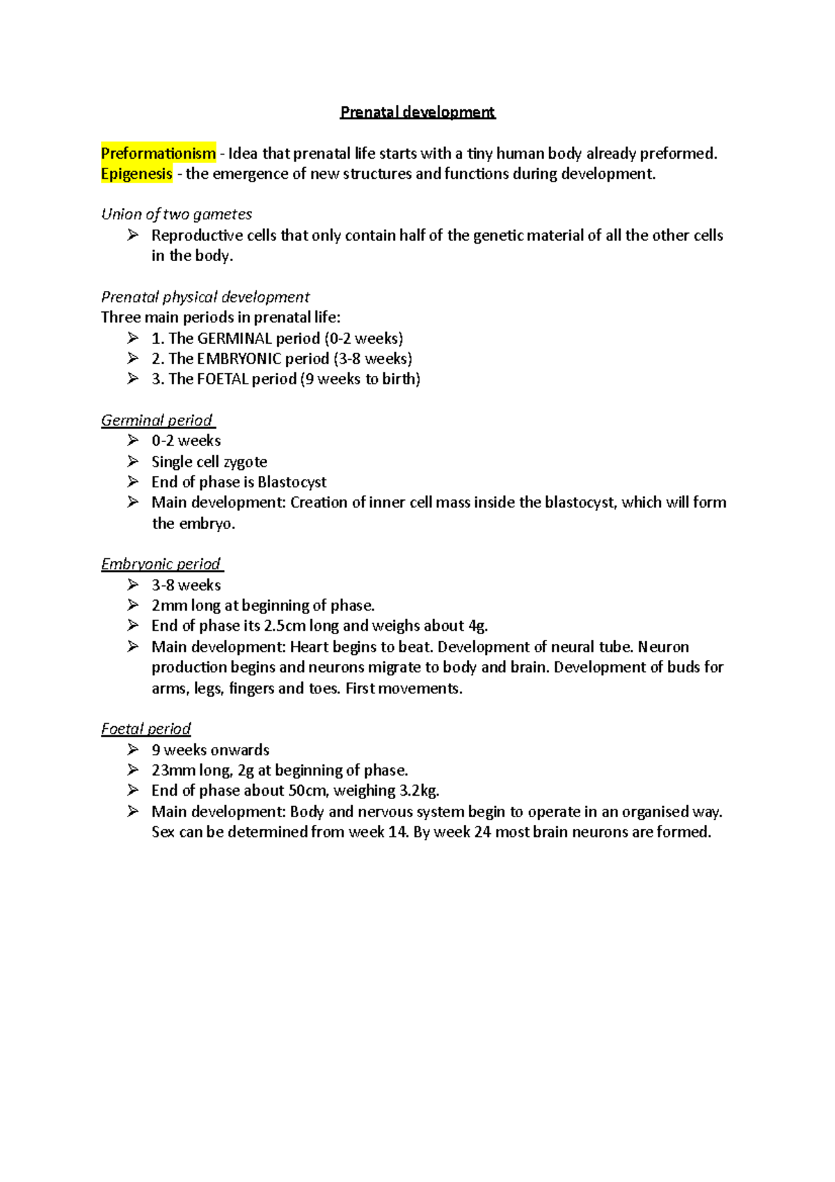 Prenatal development - Prenatal development Preformationism - Idea that ...