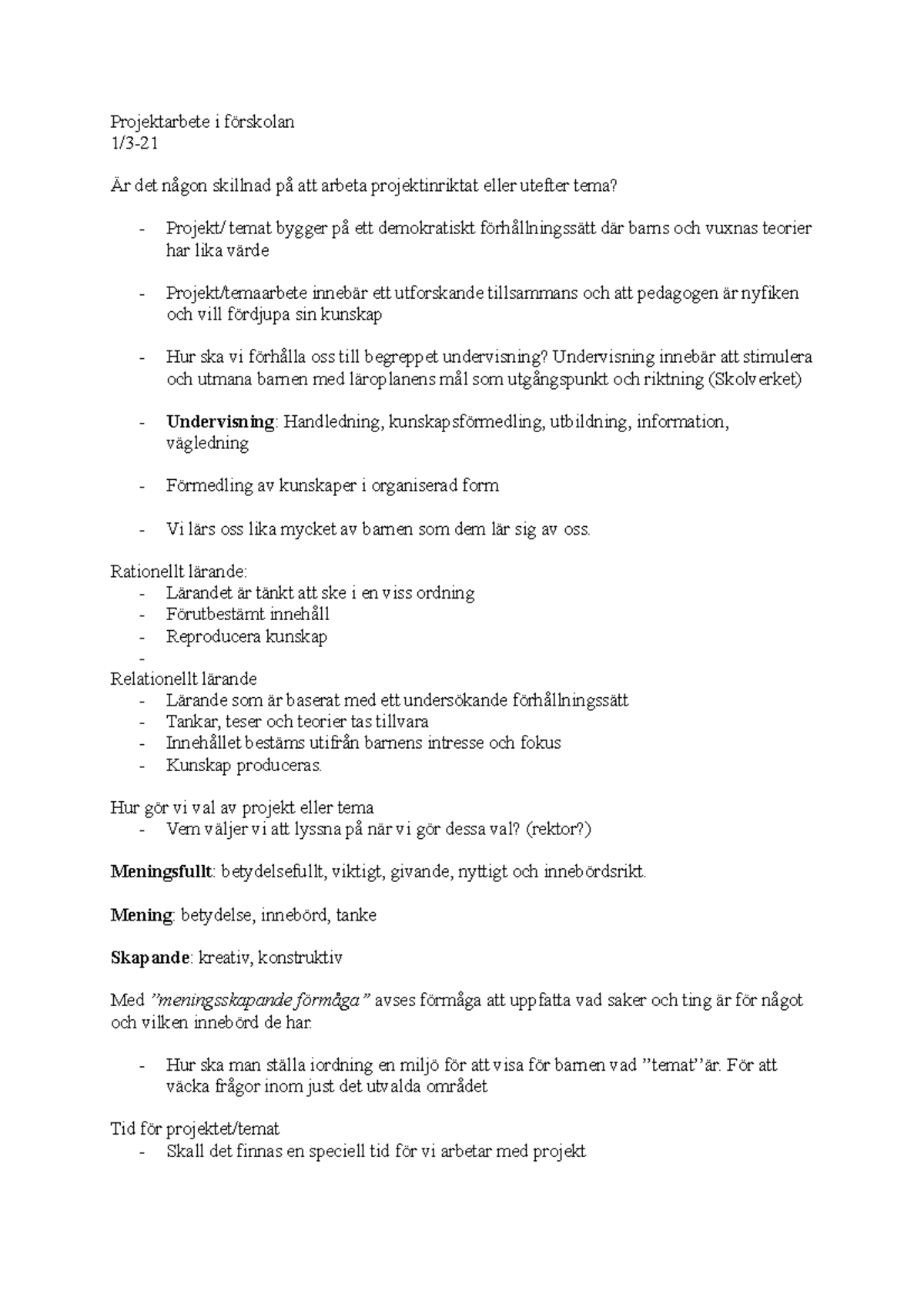 Projektarbete i förskolan 1:3 - Projektarbete i förskolan 1/3- Är det ...