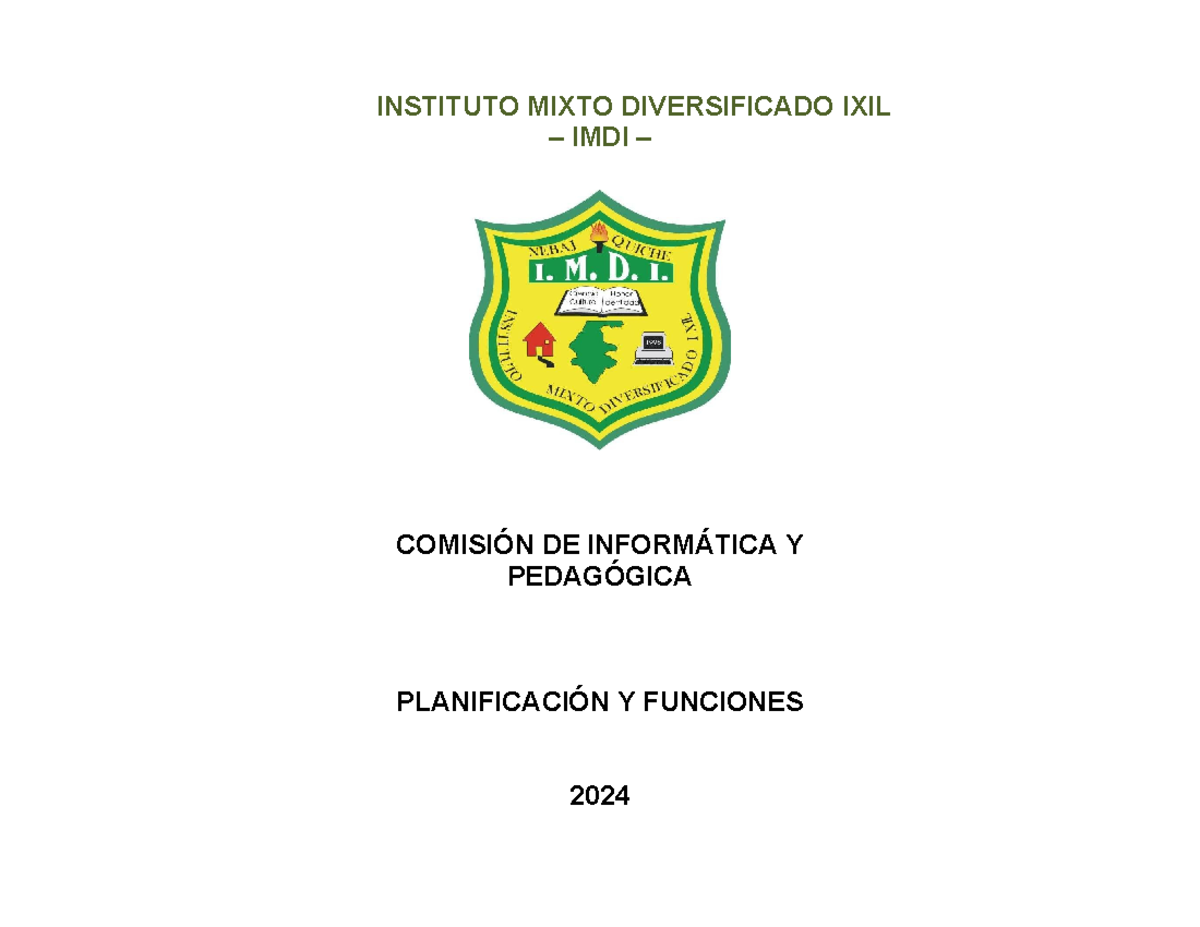 PLAN Informática Y Pedagógica 2024 - INSTITUTO MIXTO DIVERSIFICADO IXIL ...