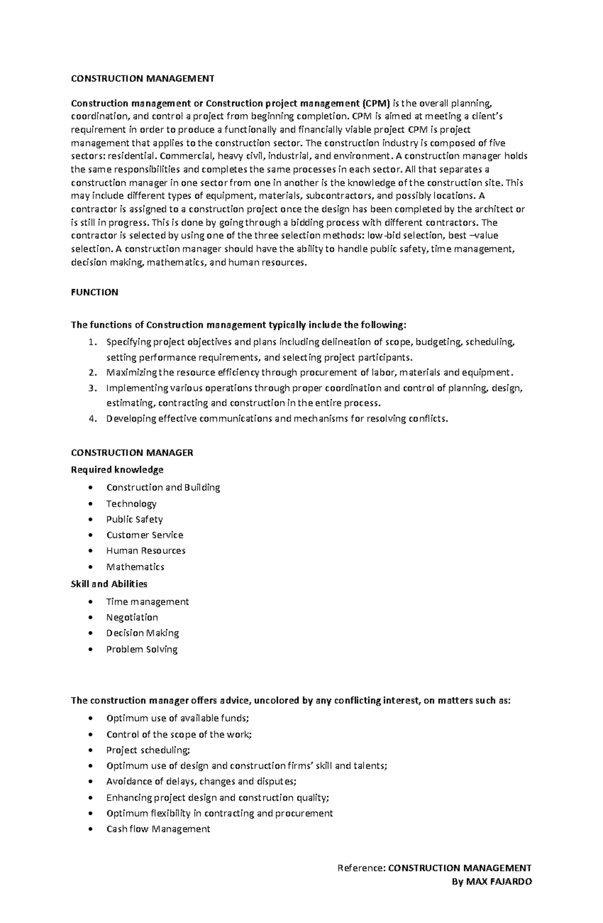 -Construction-Management - Reference: CONSTRUCTION MANAGEMENT ...