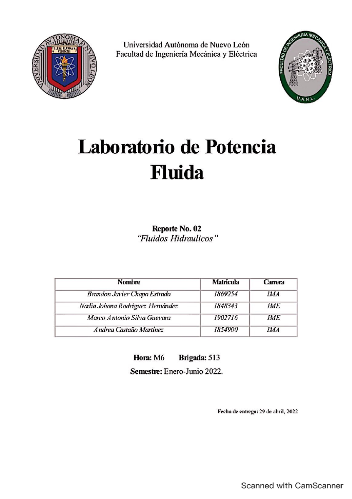 Practica 02 Potencia Fluida Universidad Autónoma de Nuevo León - Potencia Fluida Y Laboratorio ...