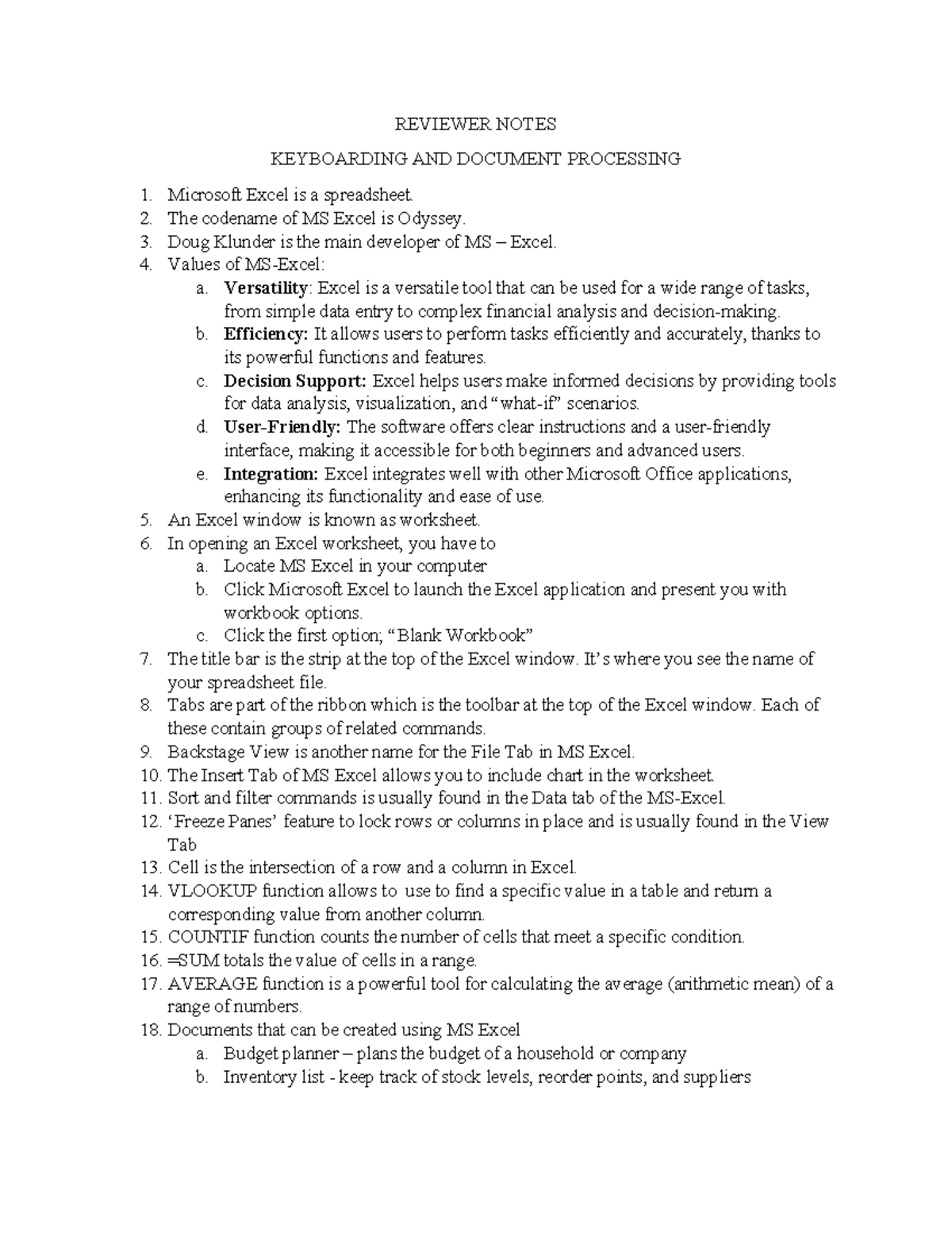 Reviewer Notes-Keyboarding and document processing - REVIEWER NOTES ...