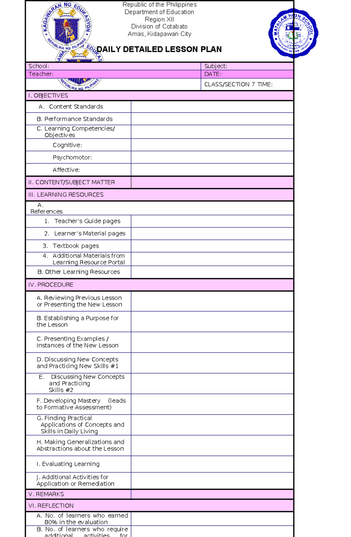 DLP- Template - None - Republic of the Philippines Department of ...