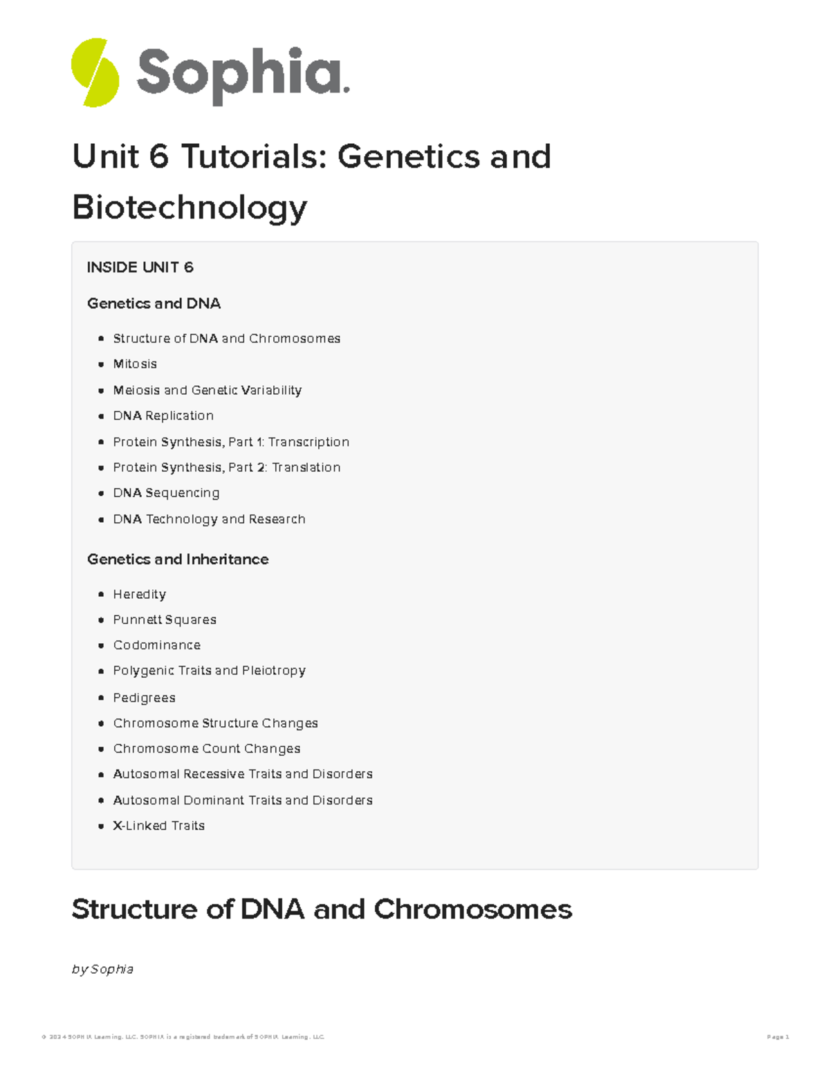 UNIT 6 - Sophia Pathways Human Biology Unit 6 - Unit 6 Tutorials ...