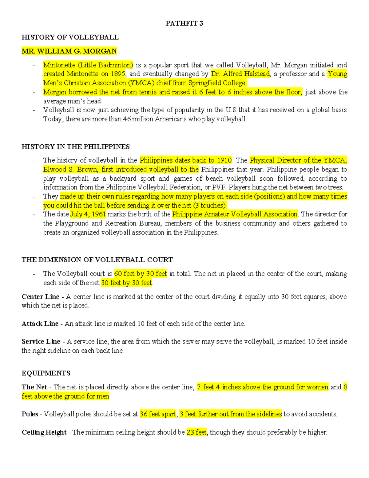 Pathfit 3 Lessons - PATHFIT 3 HISTORY OF VOLLEYBALL MR. WILLIAM G ...