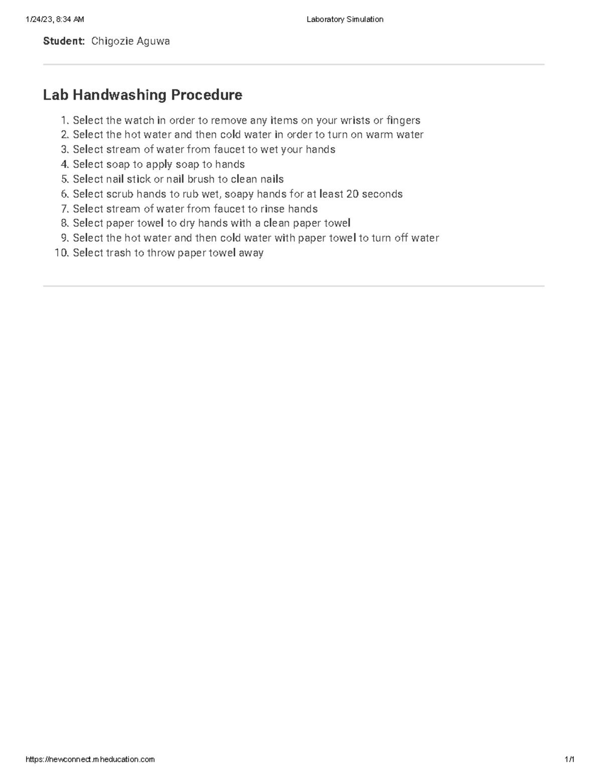 Lab Safety - Hand Washing Procedure - 1/24/23, 8:34 AM Laboratory ...