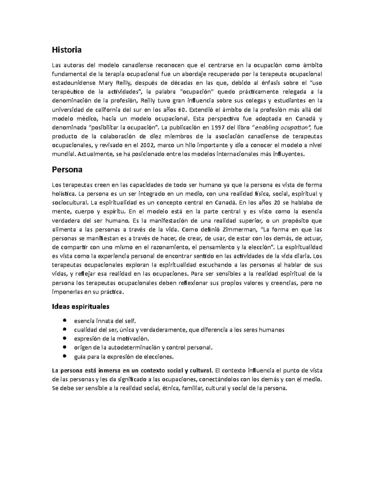 Modelo canadiense de desempeño O - Historia Las autoras del modelo ...