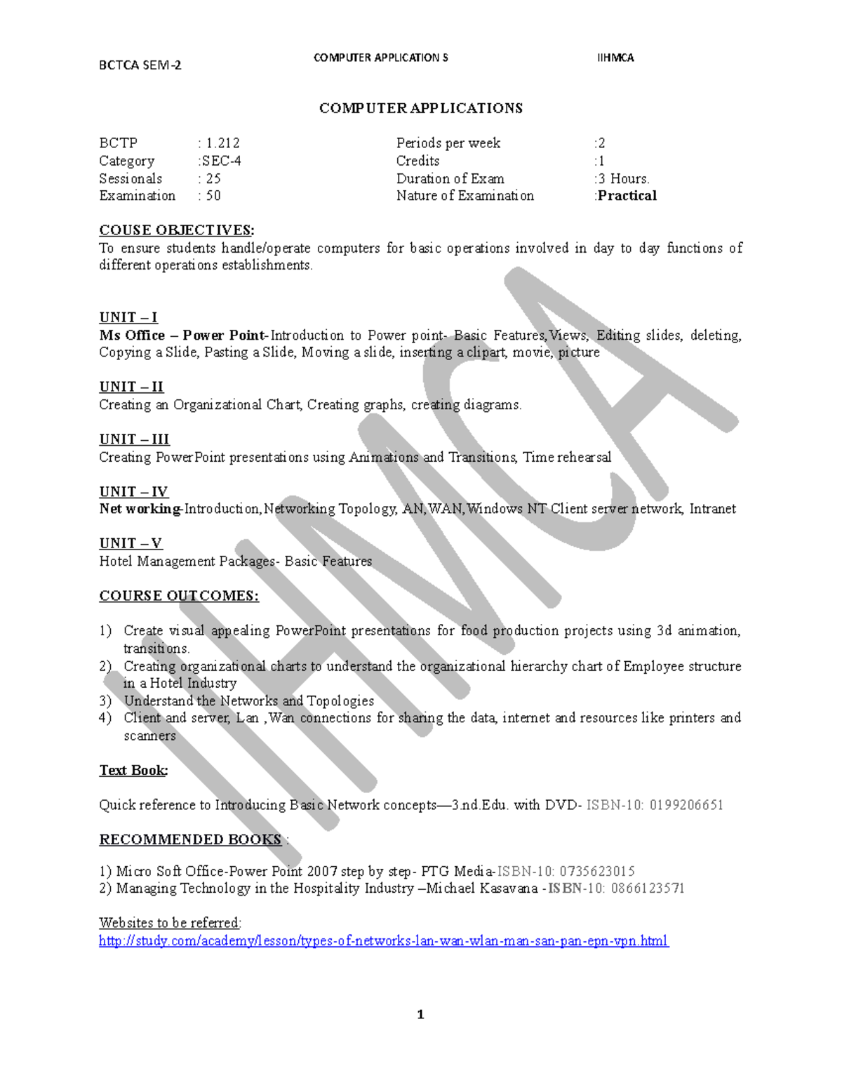 Bctca II SEM Compuetr CBCS - ####### BCTCA SEM- ####### COMPUTER APPLICATIONS ####### BCTP : 1 ...