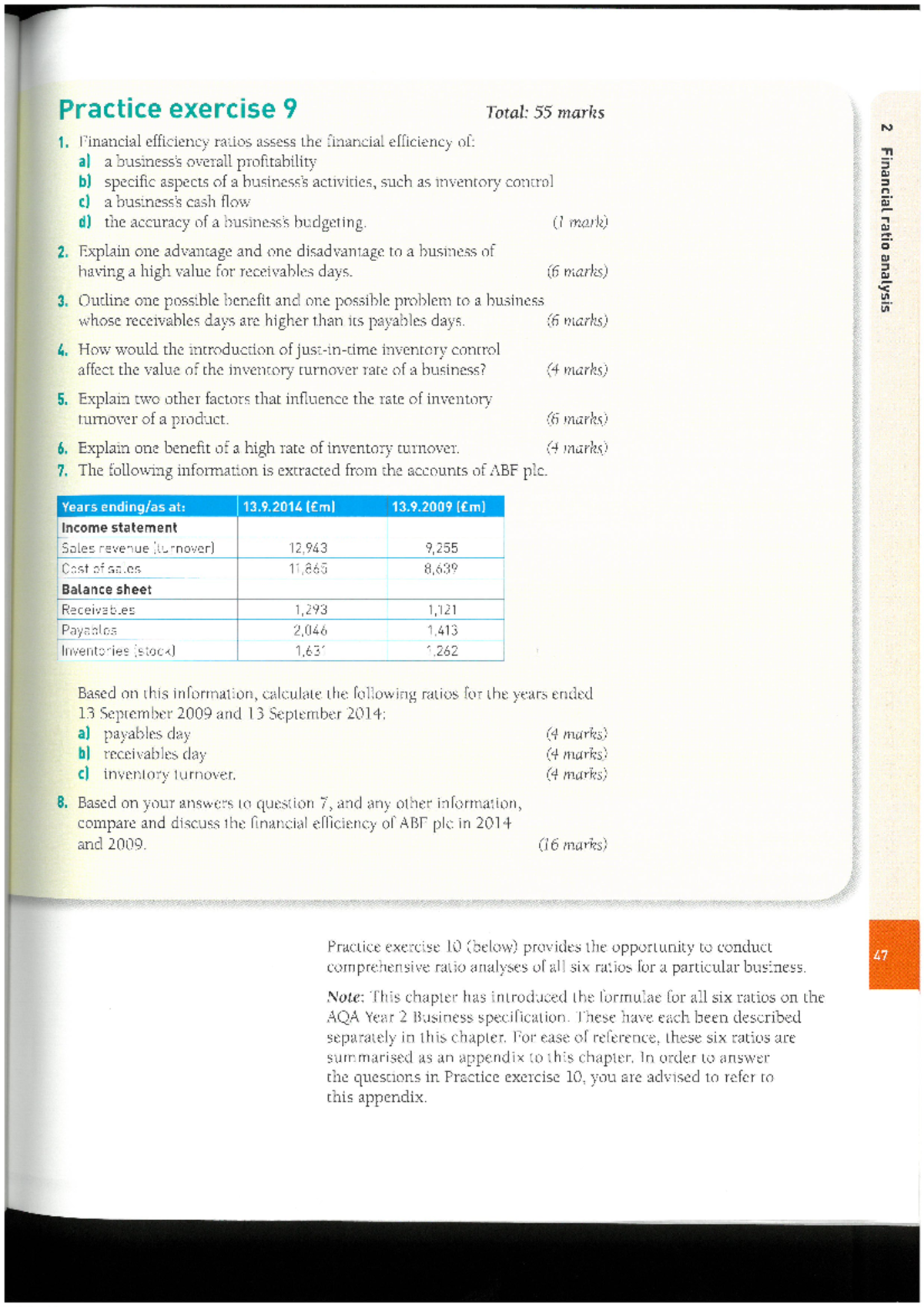 Financial efficiency ratio practice exercise - blaw 2001 - Studocu