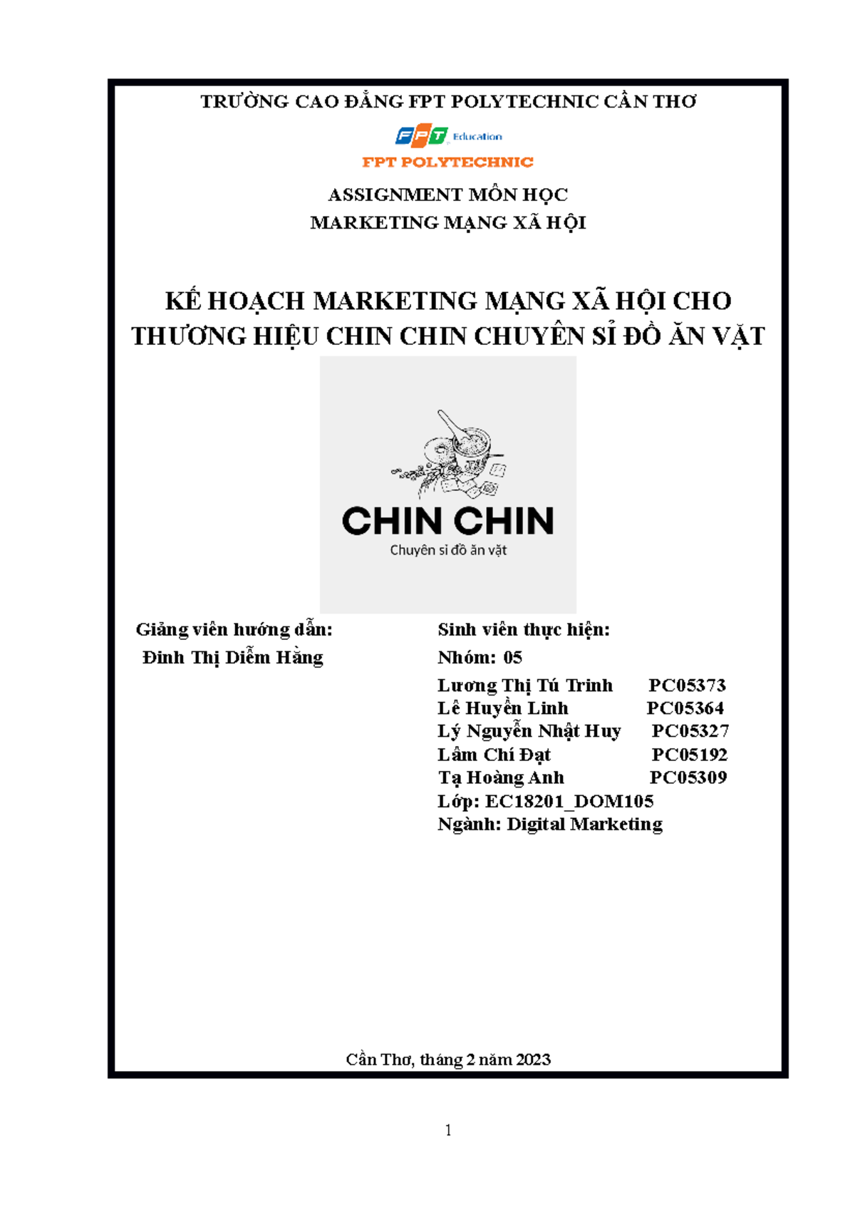 DOM105-MAR MẠNG XÃ HỘI-NHÓM 5 - TRƯỜNG CAO ĐẲNG FPT POLYTECHNIC CẦN THƠ ...