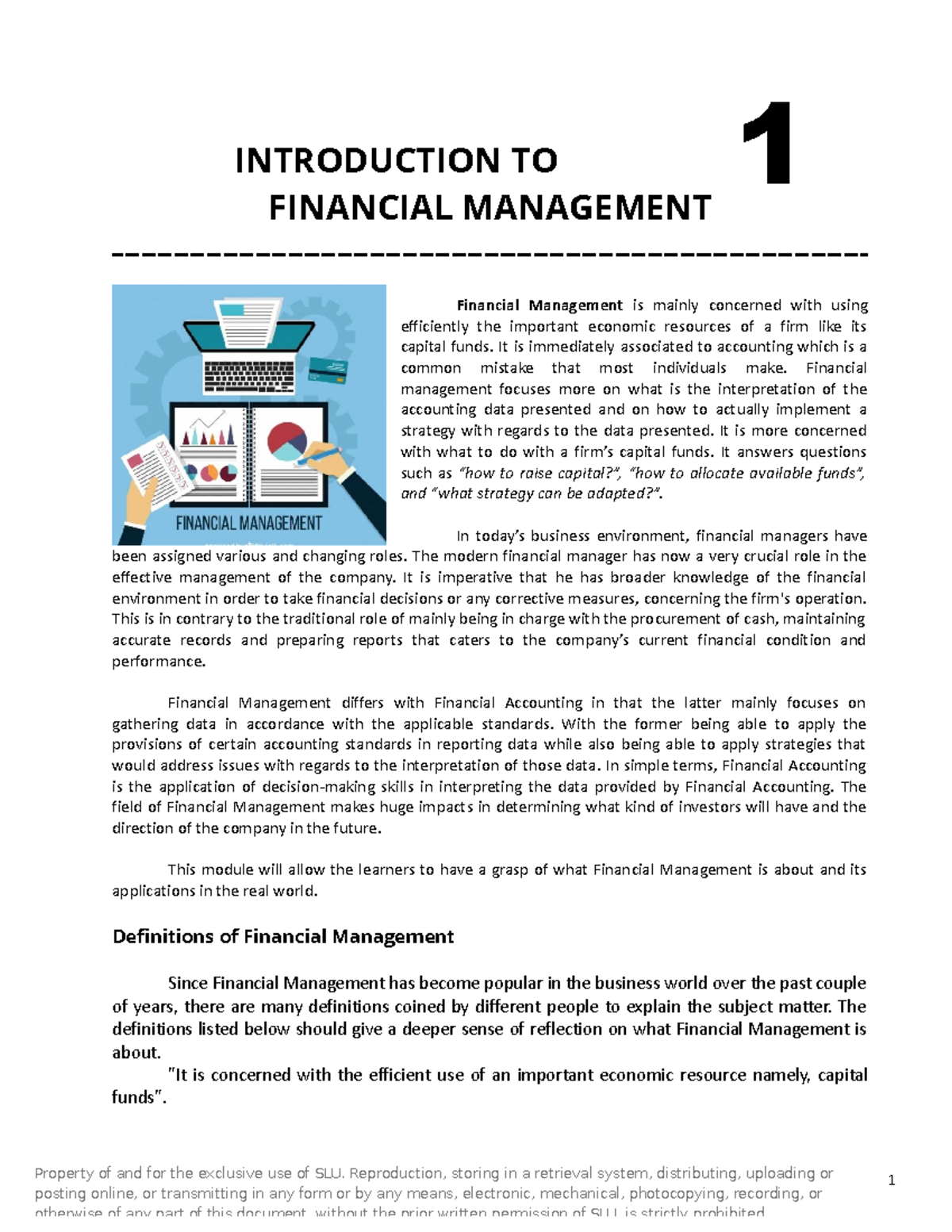 Module 1 Introduction to Financial Management - INTRODUCTION TO ...