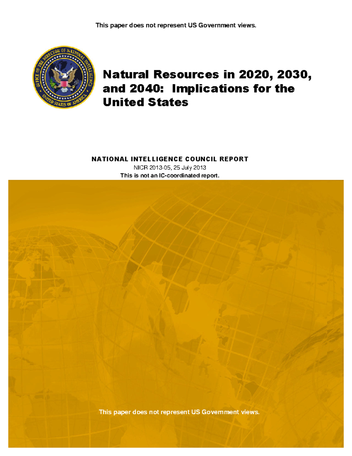 NICR 2013-05 US Nat Resources 2020, 2030 2040 - ####### NATIONAL ...